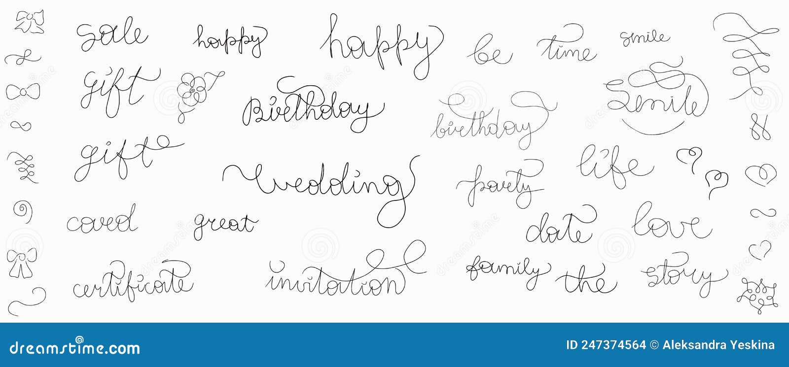 Various Vectors Lettering for Greeting Card, Postcard, Invitation Stock ...