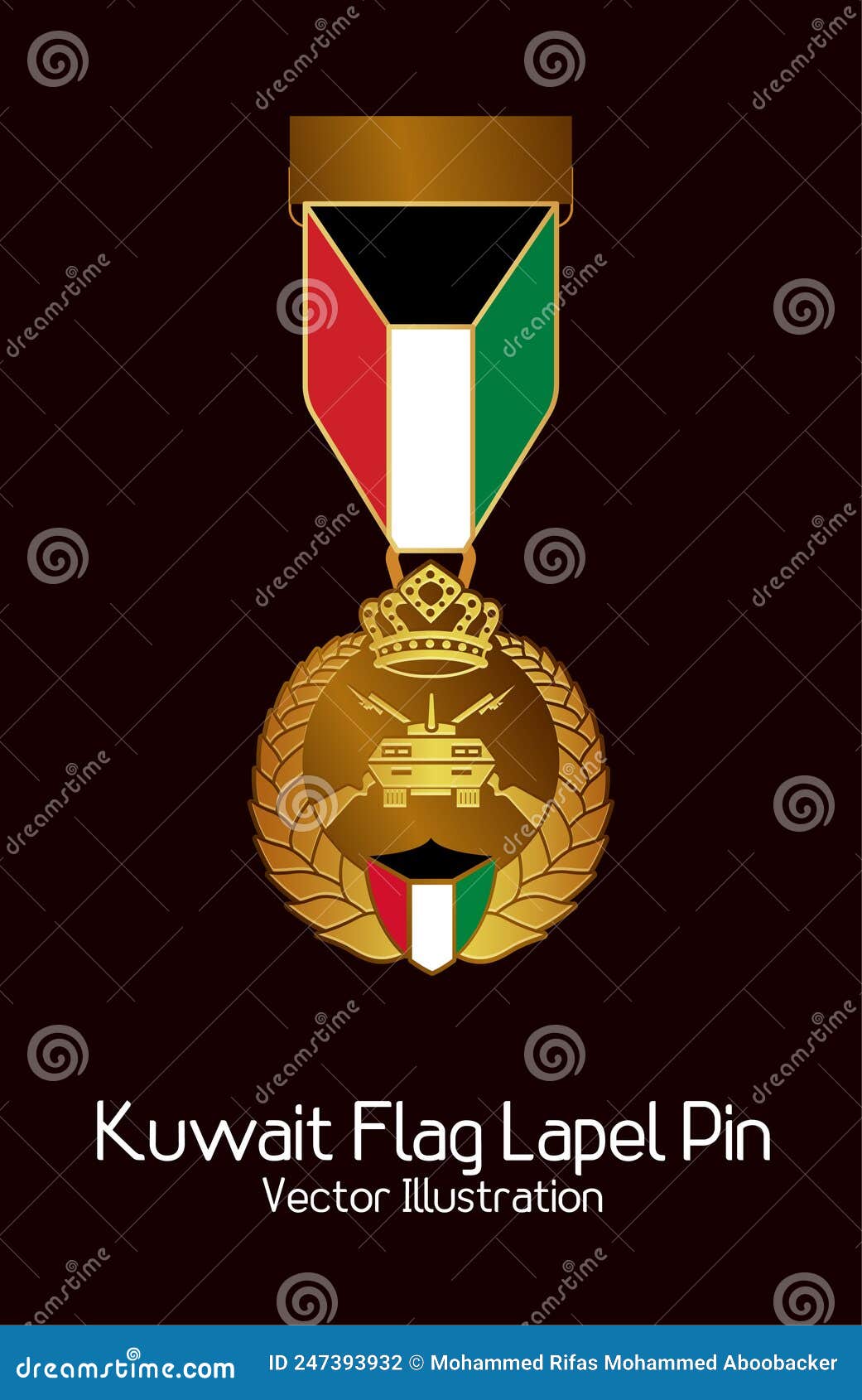 Kuwait Flag Label Pin , Vector Illustration. Stock Vector ...