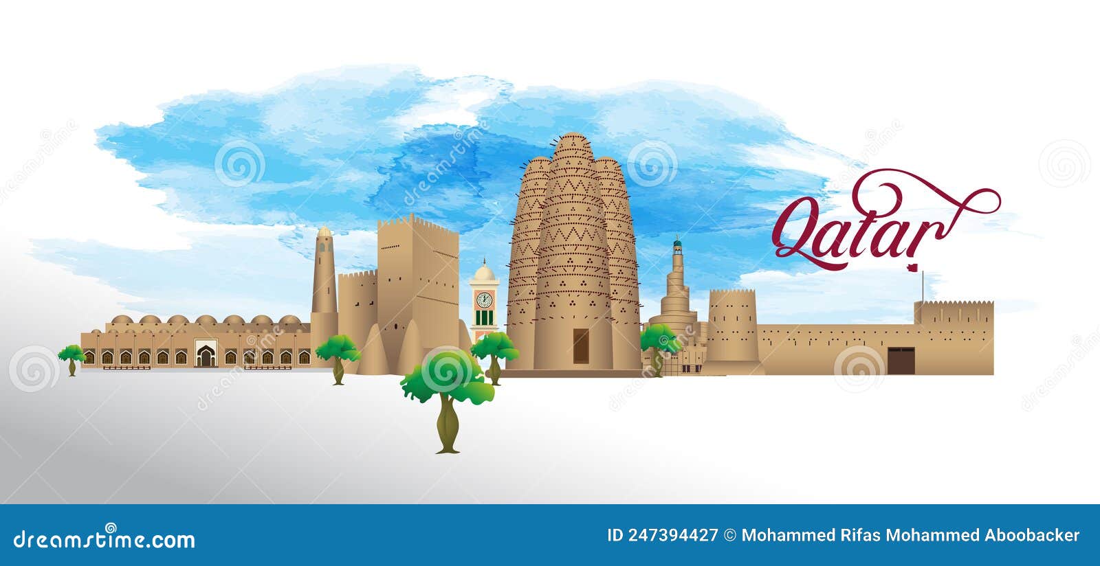 Qatar Traditional Places Vector Illustration. Stock Vector ...