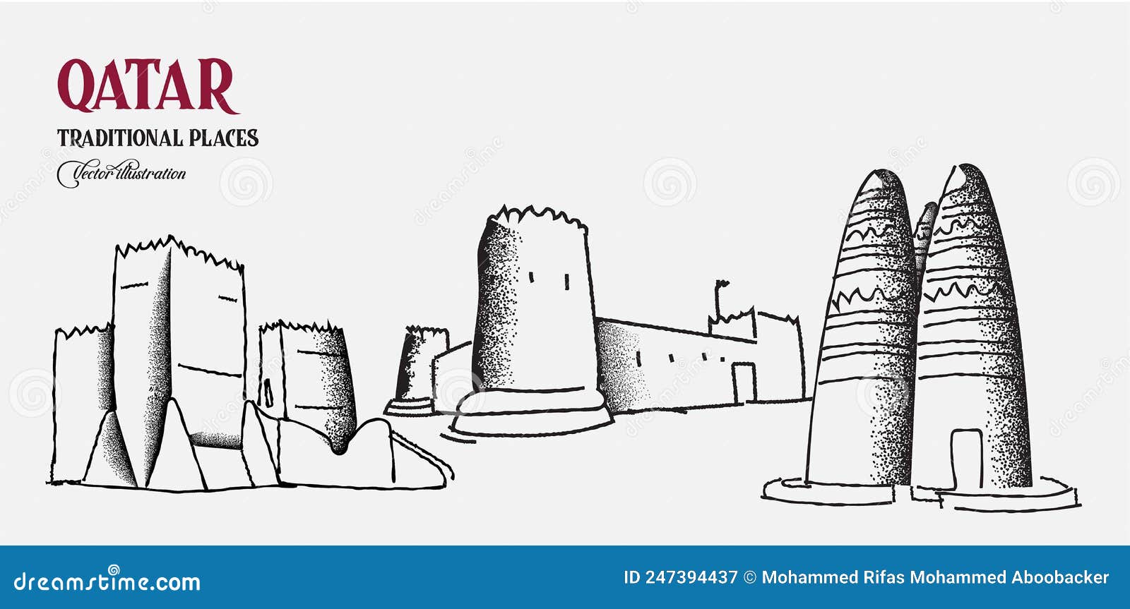 Qatar Traditional Places Vector Illustration. Stock Vector ...