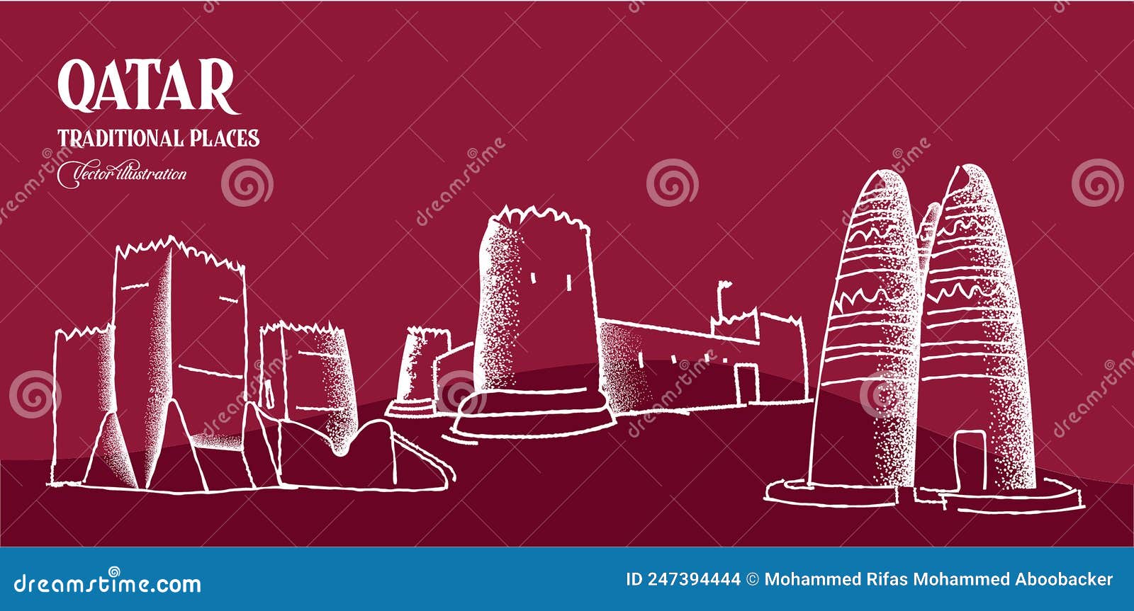 Qatar Traditional Places Vector Illustration. Stock Vector ...