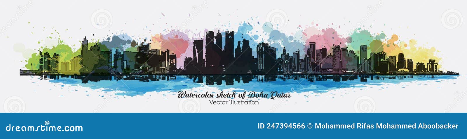 City Of Doha Qatar Famous Buildings Cartoon Vector | CartoonDealer.com ...