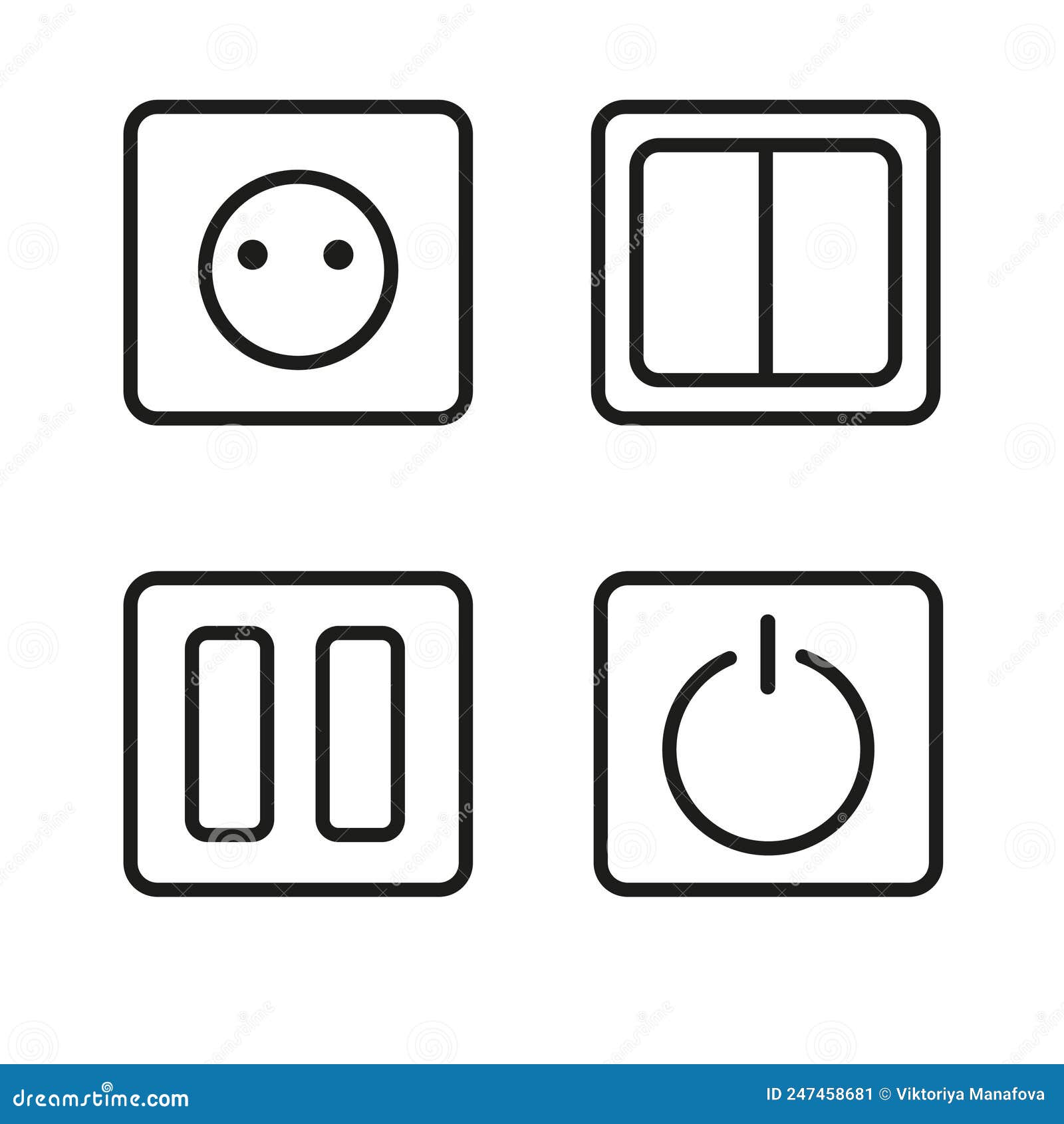 Set of Icons of Electric Socket and Switches. Stock Vector ...
