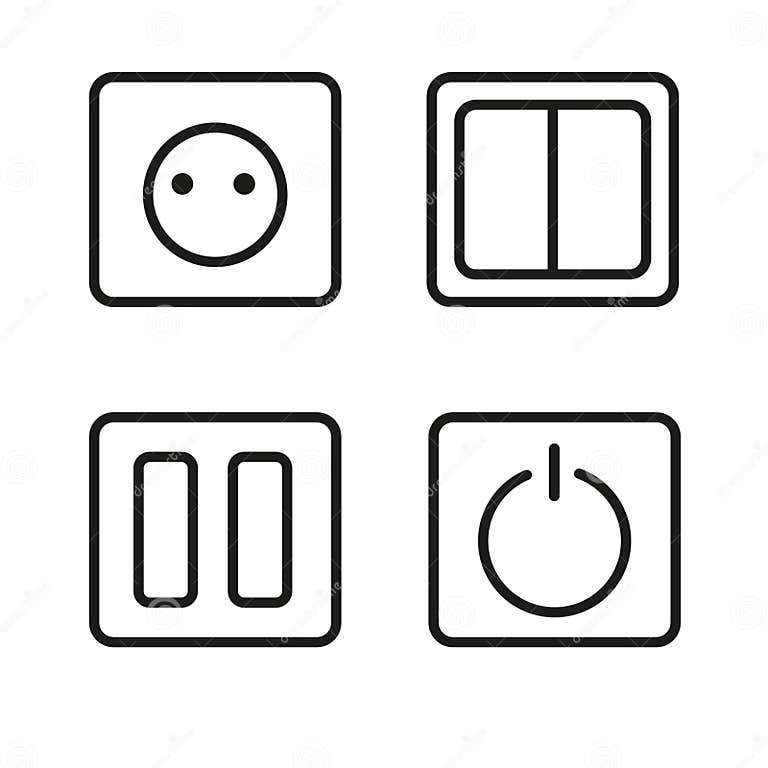 Set of Icons of Electric Socket and Switches. Stock Vector ...