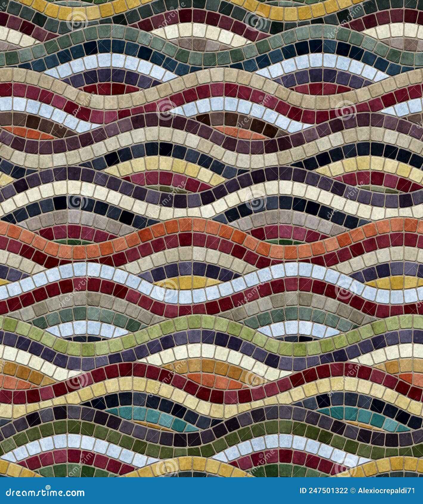 Multicolored Mosaic with Wavy Lines Design. Seamless Repeating Pattern ...