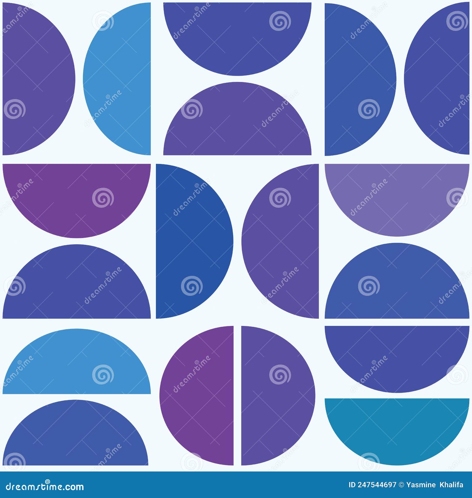 Mid Century Modern Circles Seamless Pattern in Navy Blue, Turquoise and ...