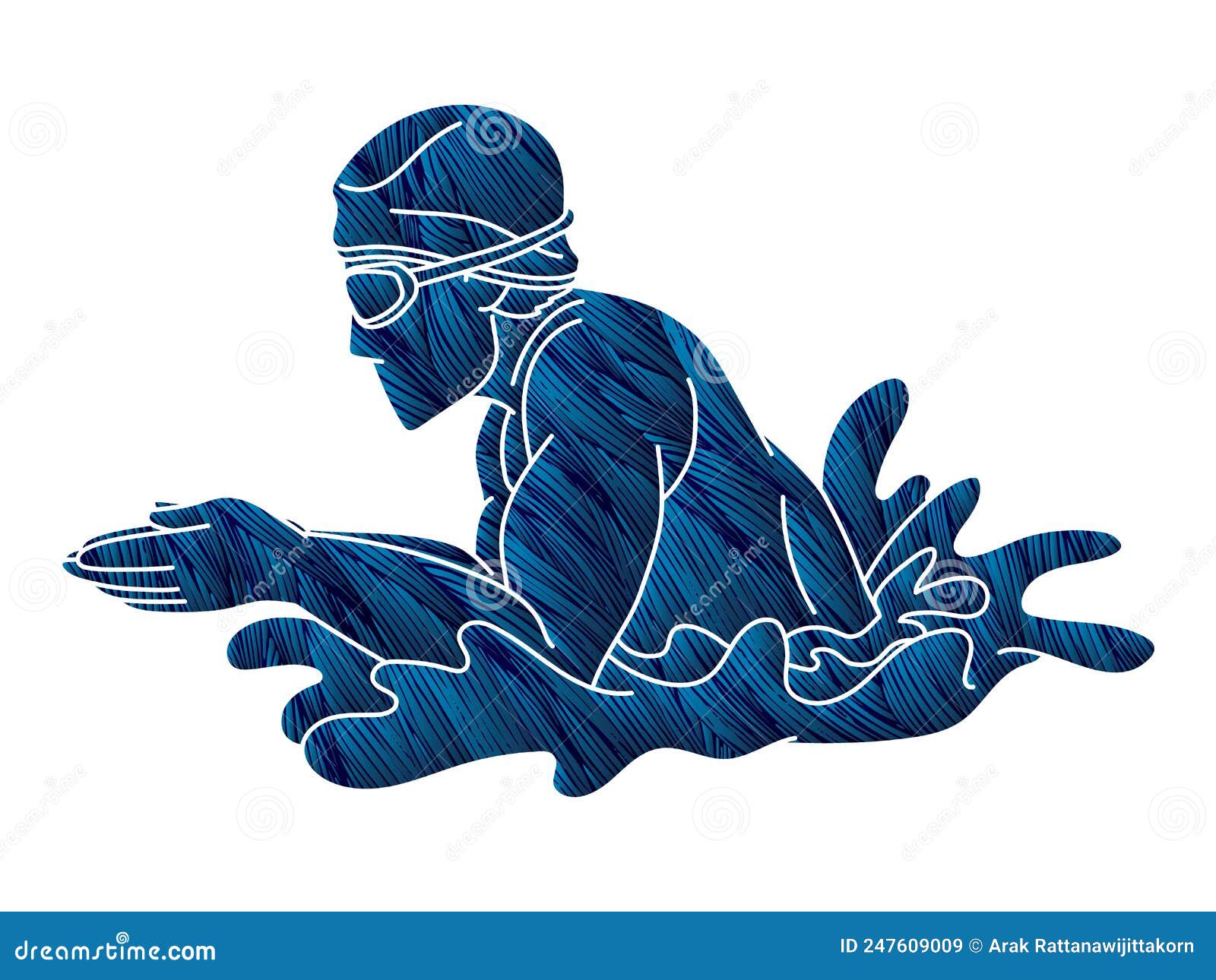 Male Swimming Sport Swimmer Action Cartoon Graphic Vector Stock Vector ...