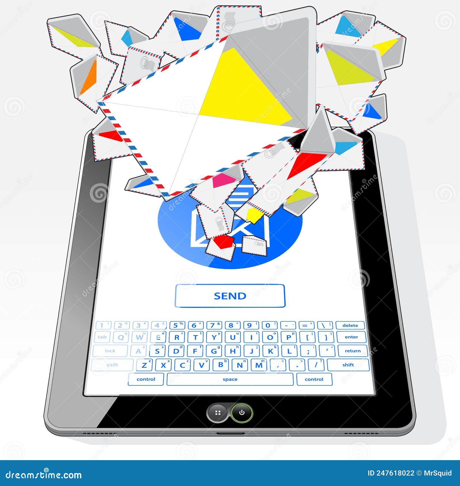 Tablet PC e-Mail Stream stock vector. Illustration of keyboard - 247618022