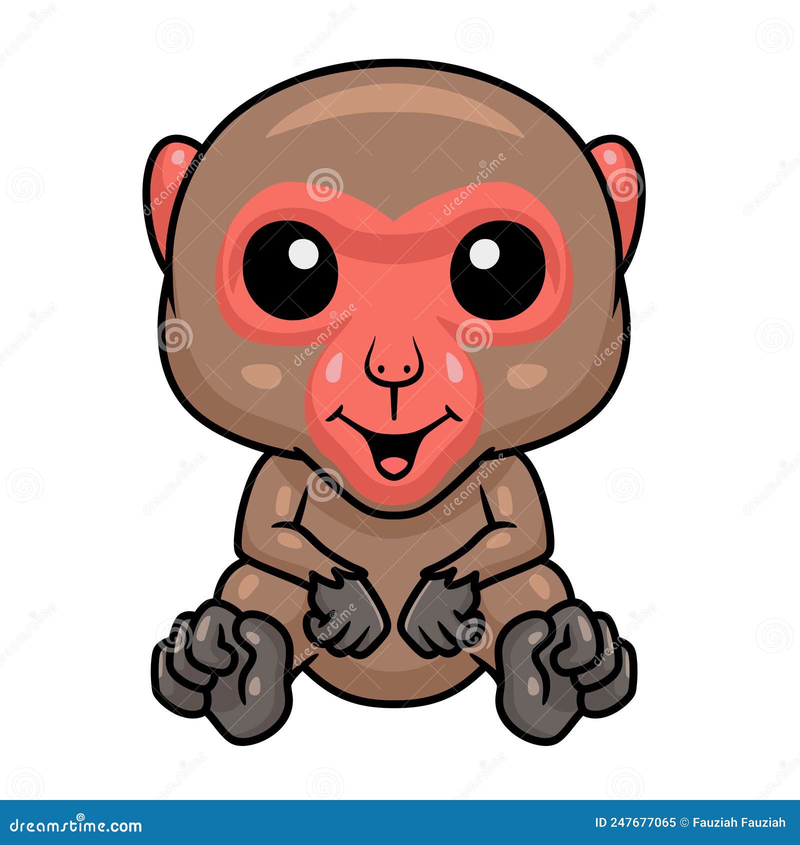 Cute Little Japanese Macaque Cartoon Sitting Stock Vector ...