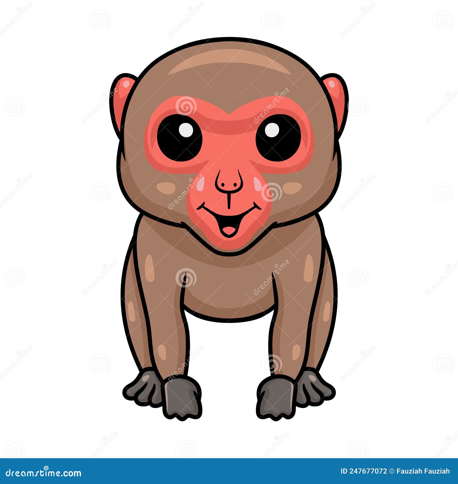 Cute Little Japanese Macaque Cartoon Stock Vector - Illustration of ...