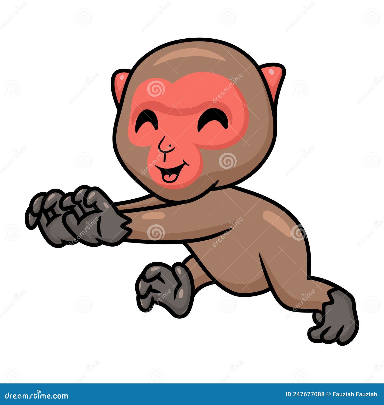 Cute Little Japanese Macaque Cartoon Running Stock Vector ...
