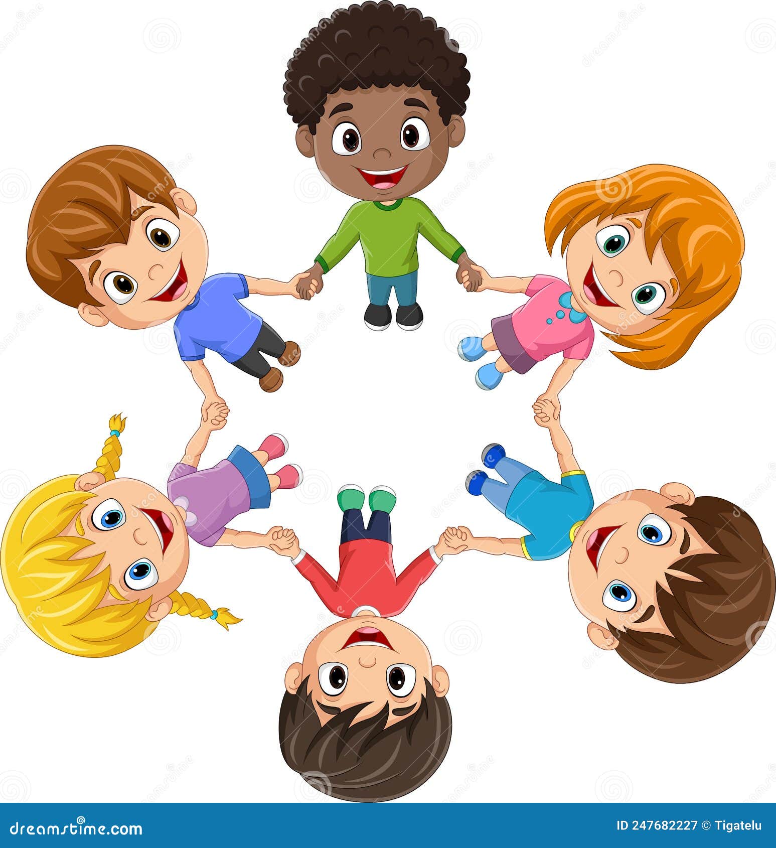 Cartoon Children Holding Hands in a Circle Stock Vector - Illustration ...