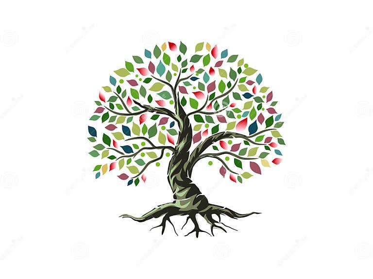 Abstract Vibrant Rainbow Tree Logo Design, Root Vector Stock Vector ...