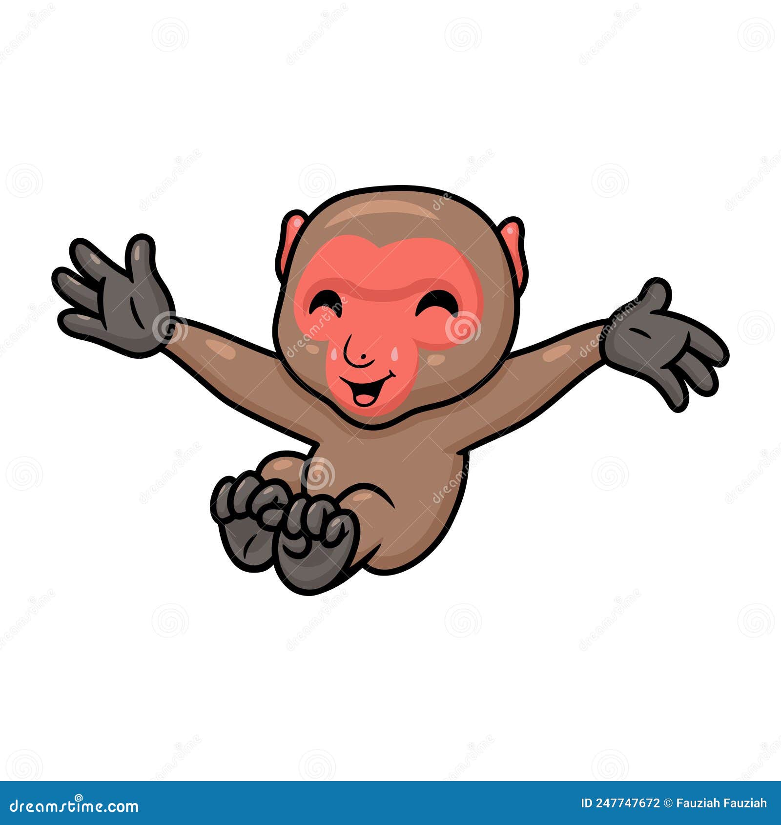 Cute Little Japanese Macaque Cartoon Jumping Vector Illustration ...
