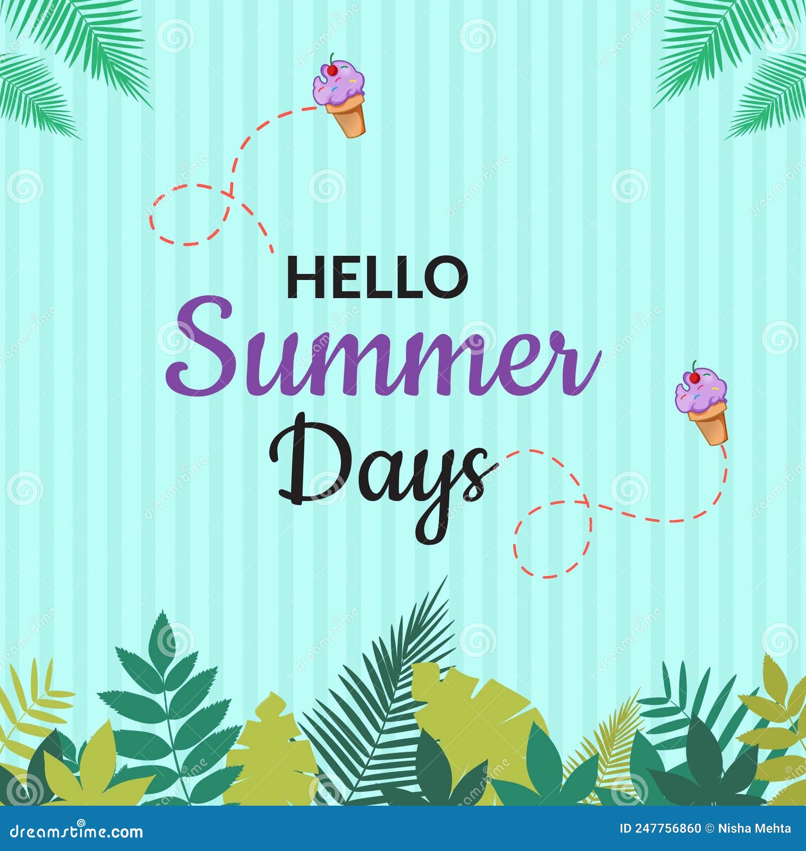 Hello Summer Days Banner Design Stock Vector - Illustration of media ...