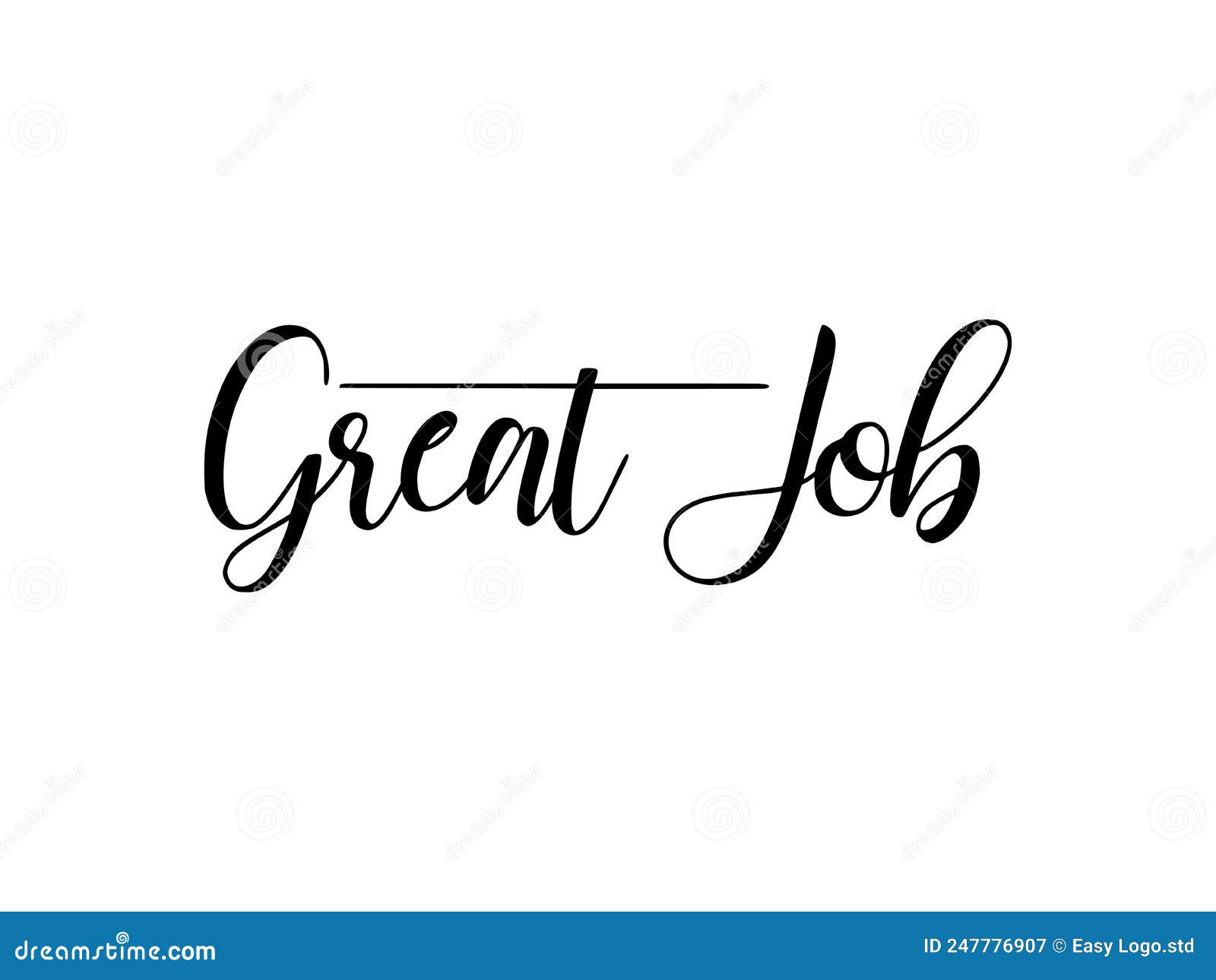 Great Job Text Lettering Calligraphy with Black Ornament Isolated on ...