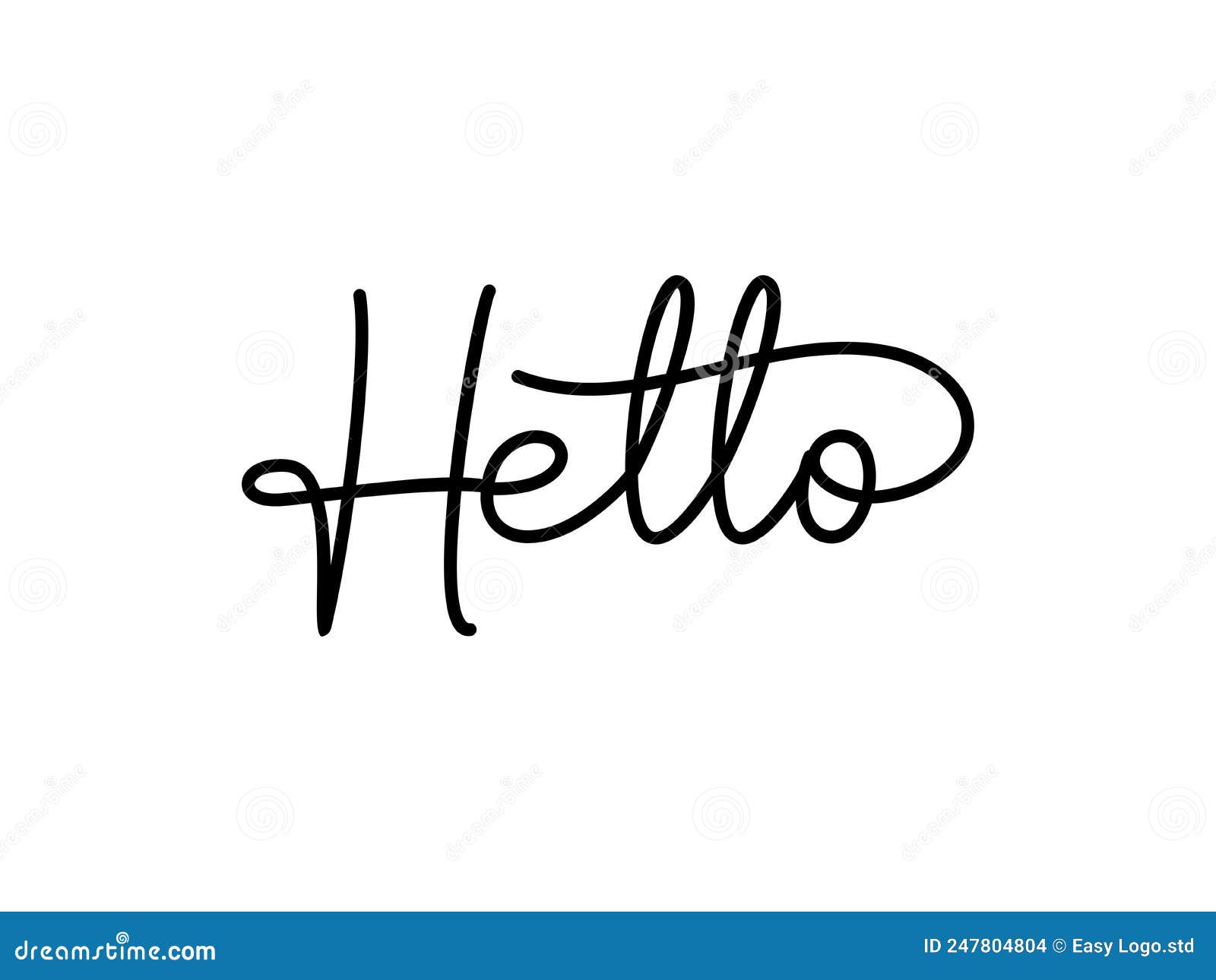 Hello Lettering Black Text Handwriting Calligraphy with Line Isolated ...