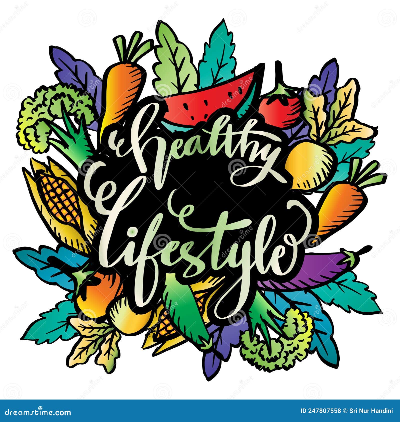 Healthy Lifestyle Lettering. Poster Quotes. Stock Illustration ...