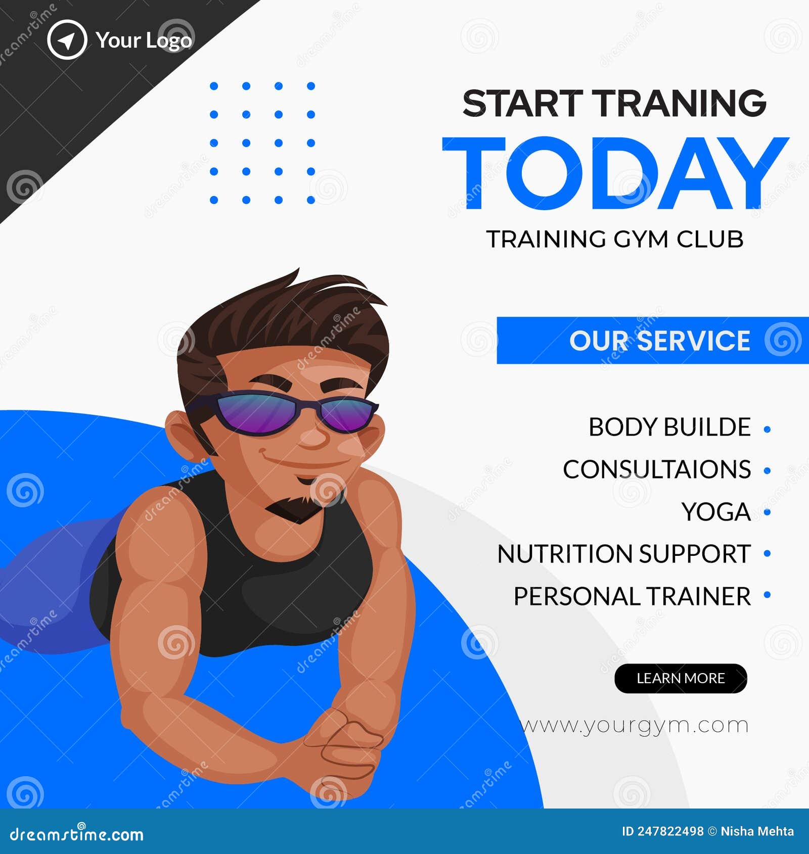 Banner Design of Start Training Today Gym Club Stock Vector ...