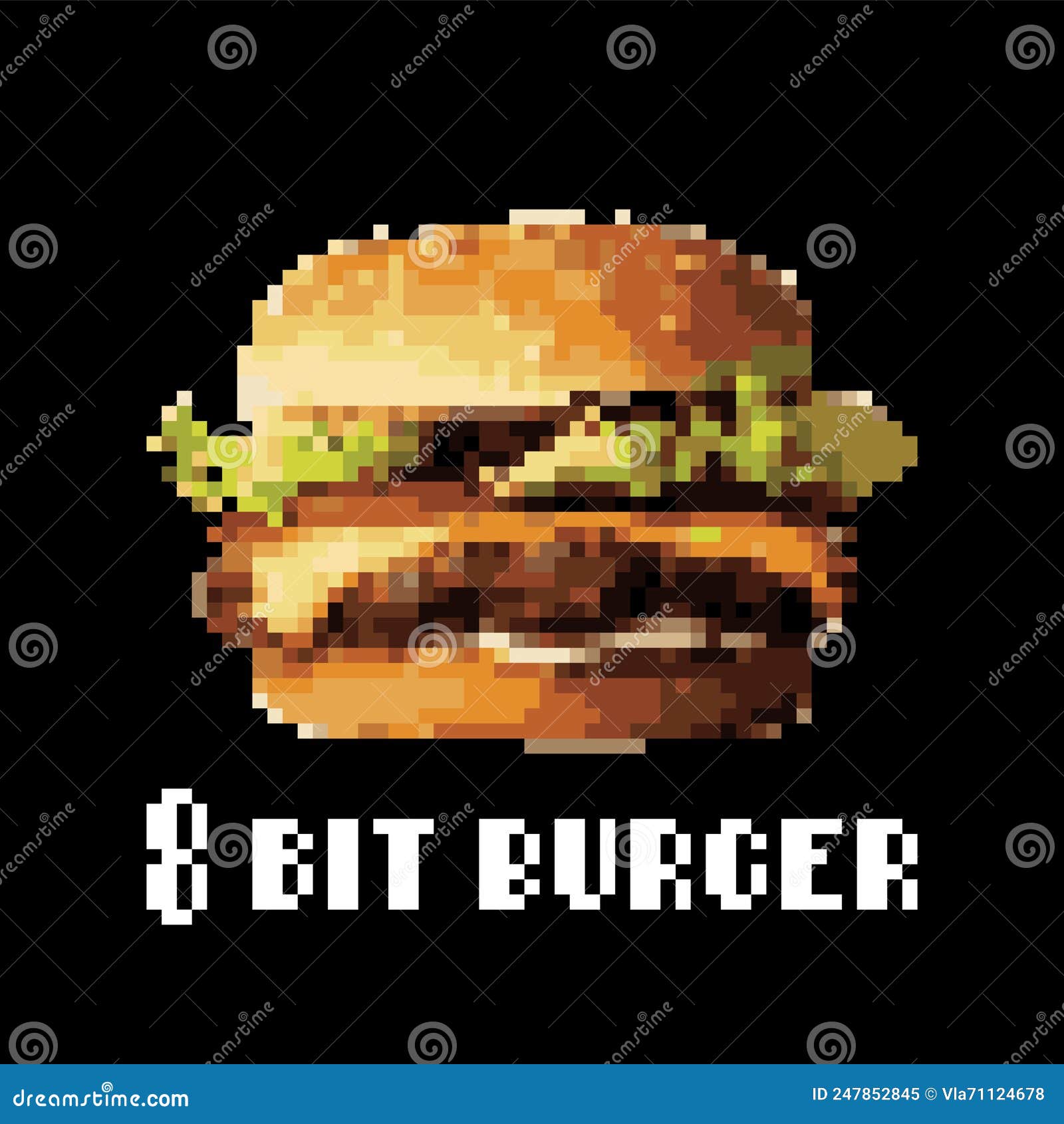 Pixel Art 8 Bit Style Image of Hamburger Stock Vector - Illustration of ...