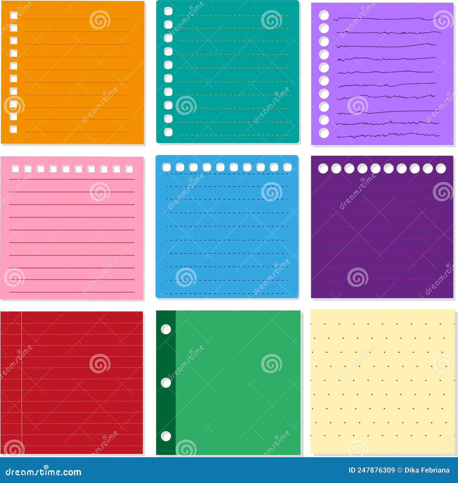 Colorful Sticky Note Model Set Illustration for Journaling Stock Vector ...