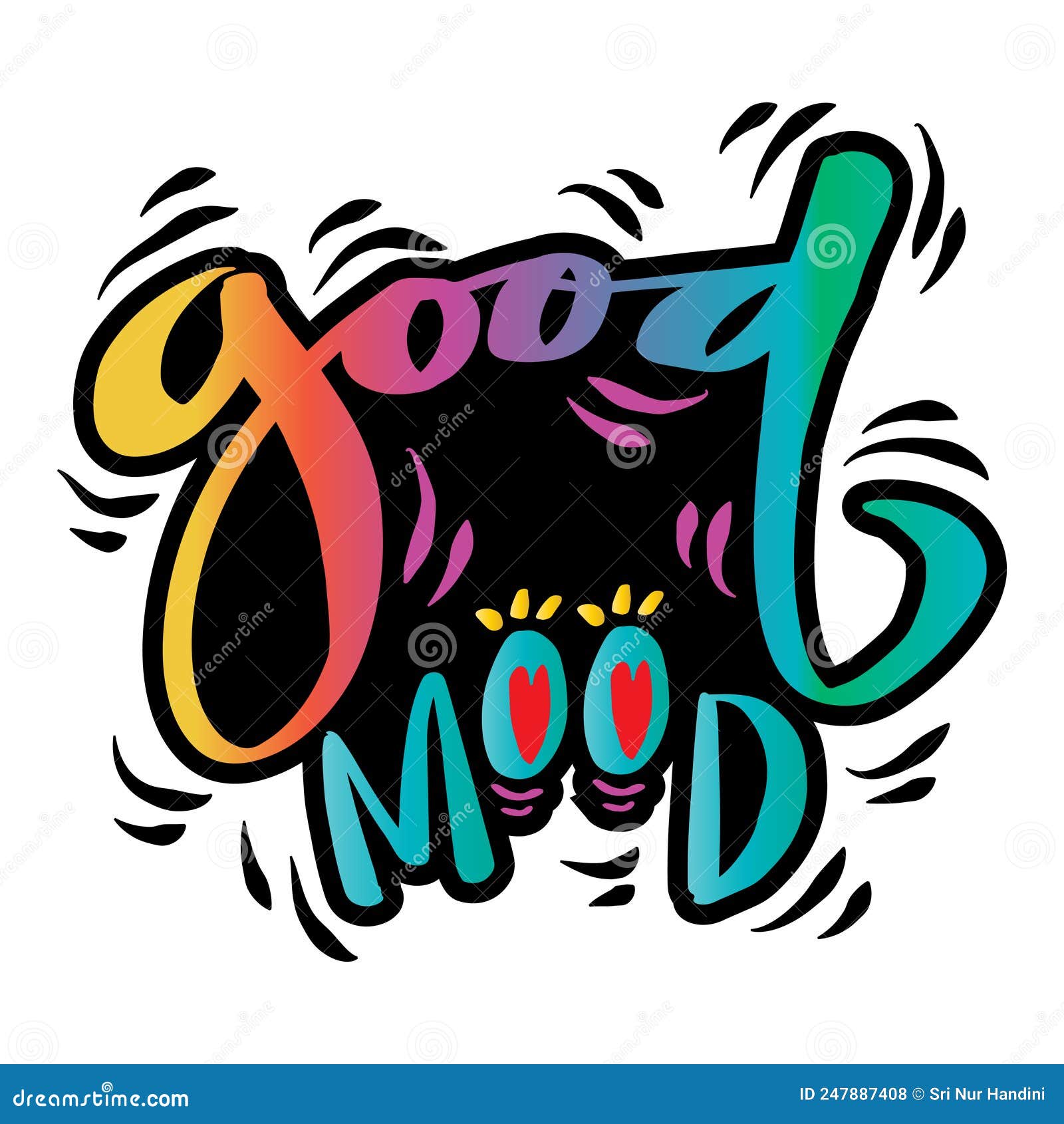 Good mood hand lettering. stock vector. Illustration of market - 247887408