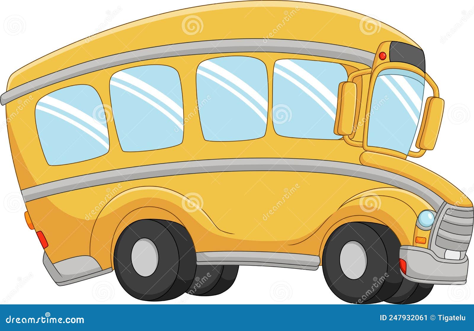 Cartoon Yellow Bus on White Background Stock Vector - Illustration of ...