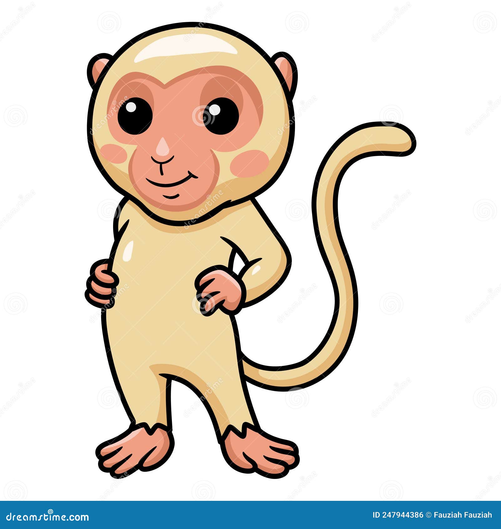 Cute Little Albino Monkey Cartoon Standing Stock Vector - Illustration ...