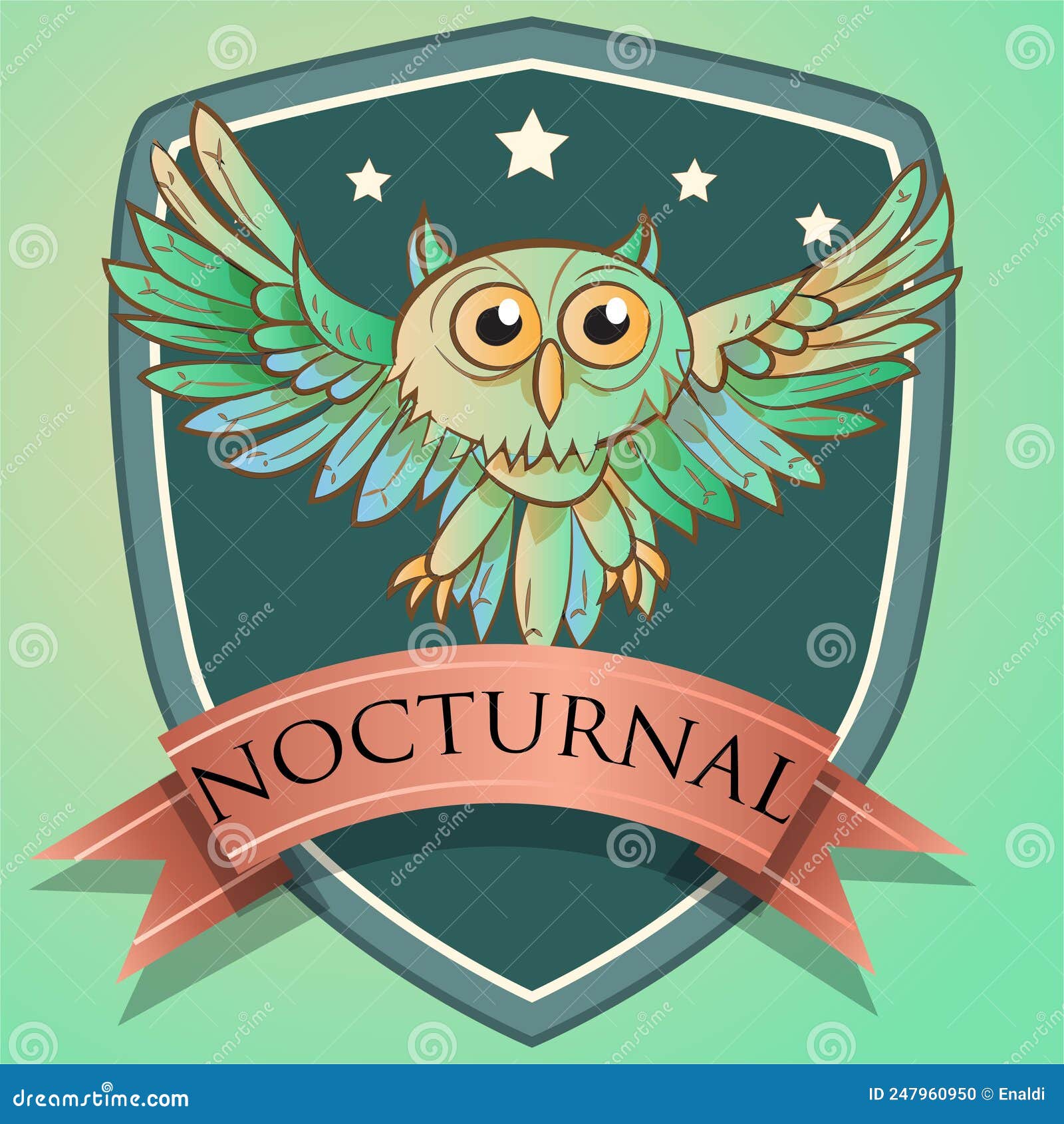 Nocturnal Badge and Owl Sign Vector Illustration Stock Vector ...