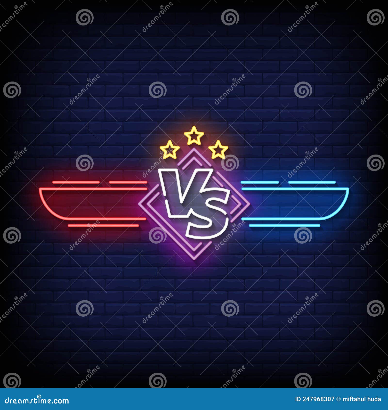 Versus Neon Sign on Brick Wall Background Vector Stock Vector ...