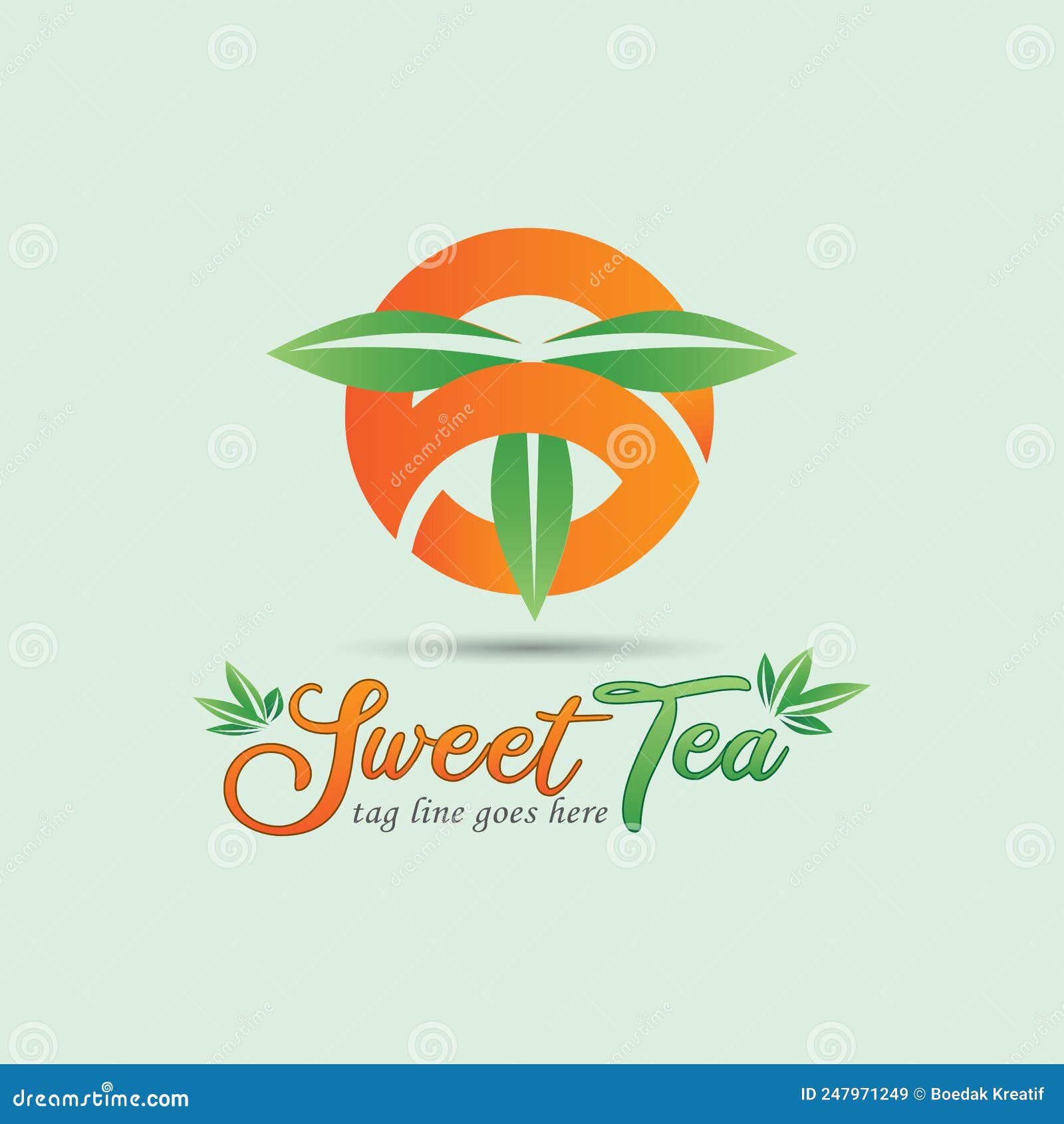 Sweet Tea Logo, Letter S Circle Design and Letter T Leaf, Stock Vector ...
