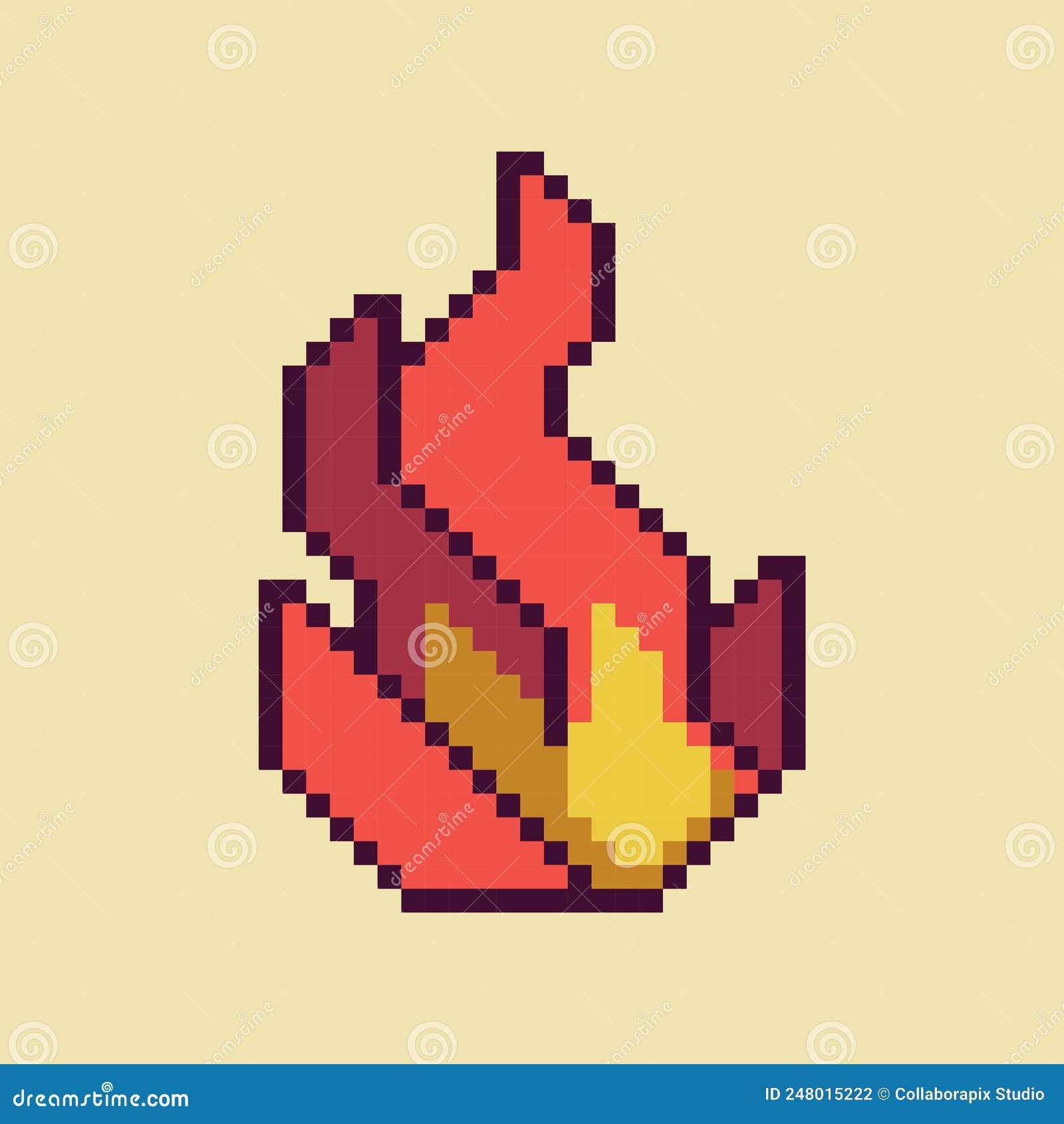 Flaming Fire Icon Vector Illustration Pixel Art Stock Vector ...