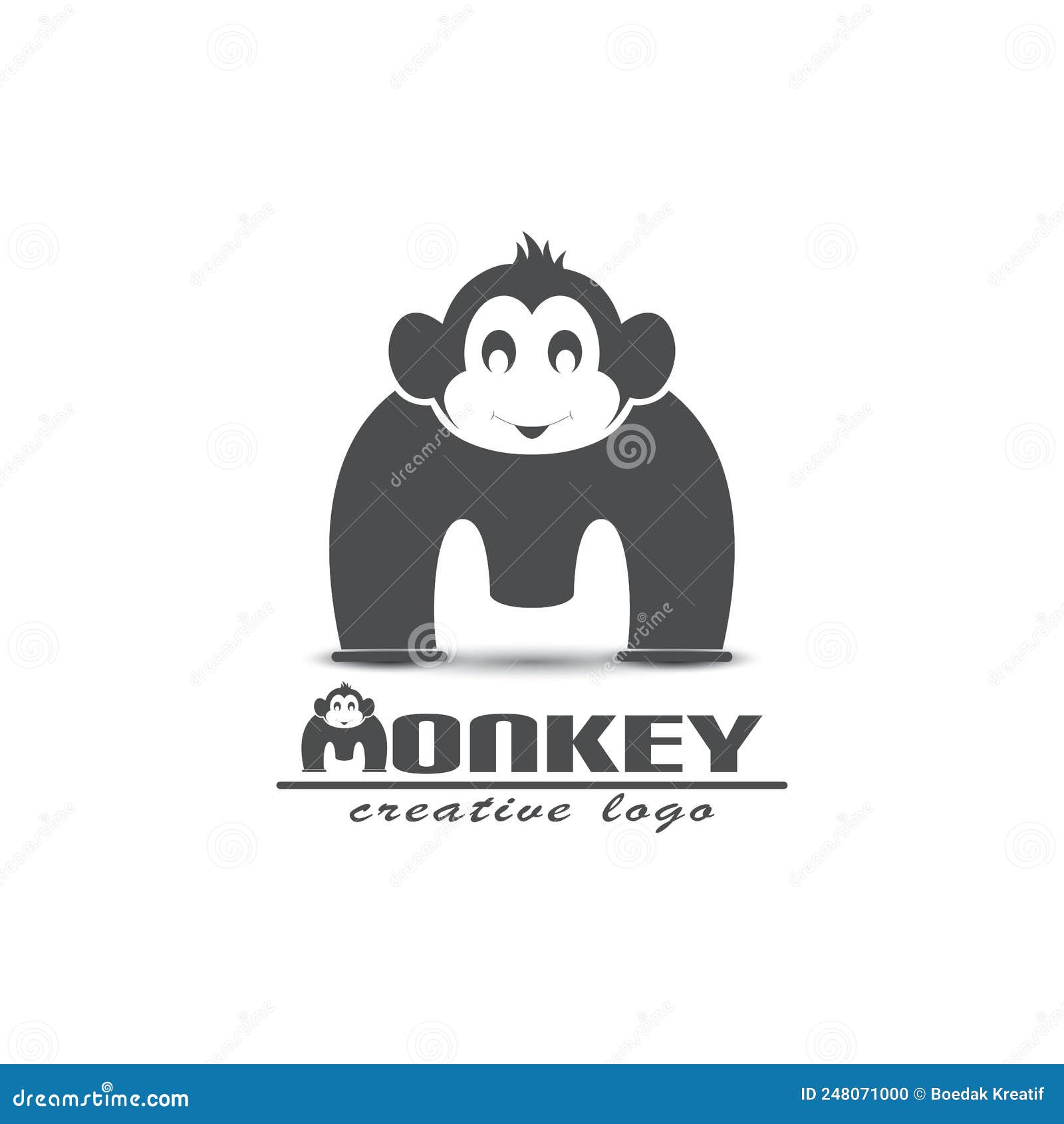Letter Logo, Initial M and Monkey Head Stock Vector - Illustration of ...