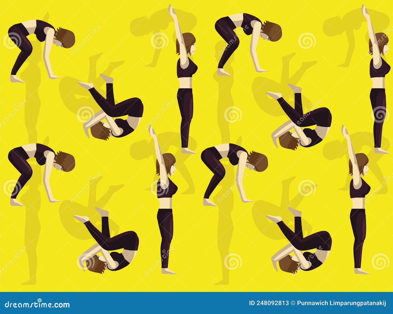 Gymnastic Moves Forward Roll Seamless Wallpaper Background Stock Vector ...