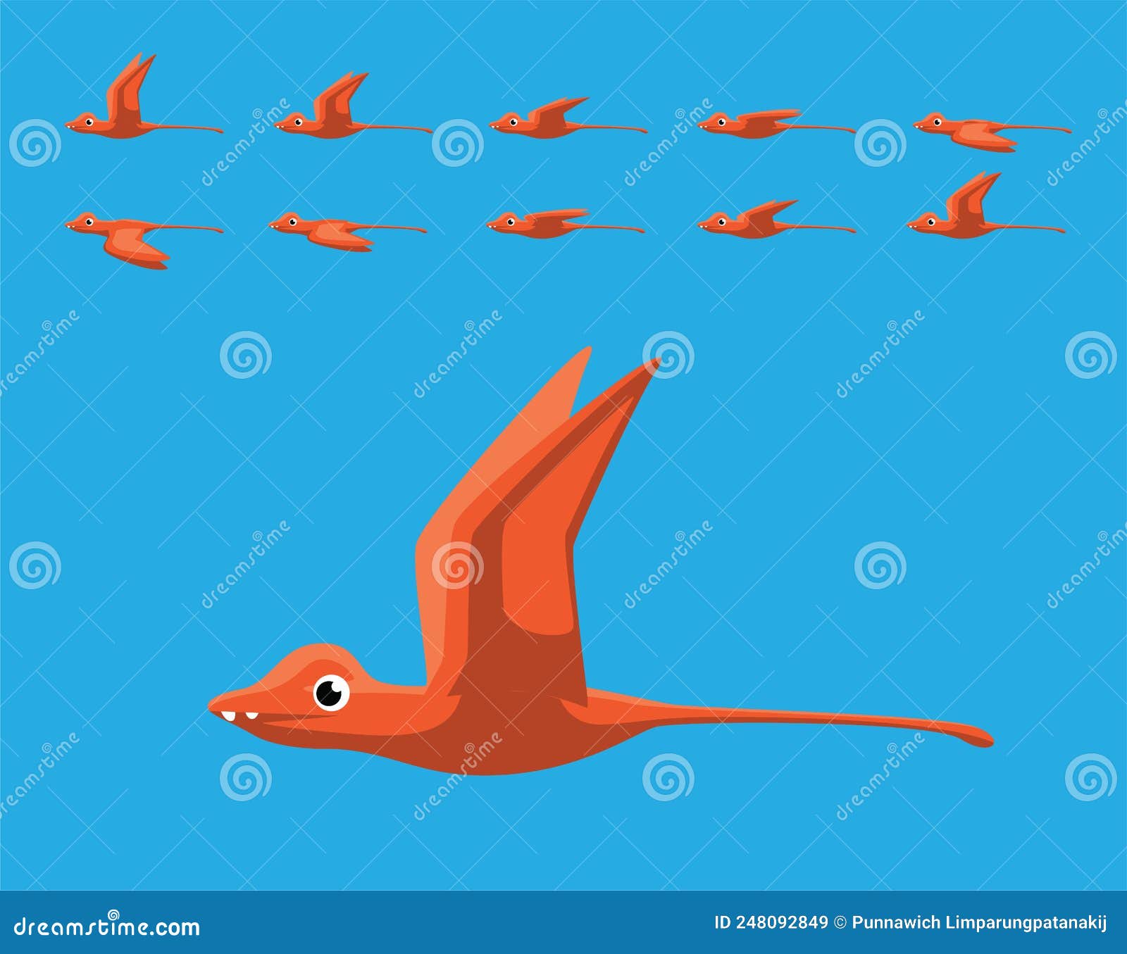 Animal Animation Sequence Dinosaur Scaphognathus Flying Cartoon Vector ...