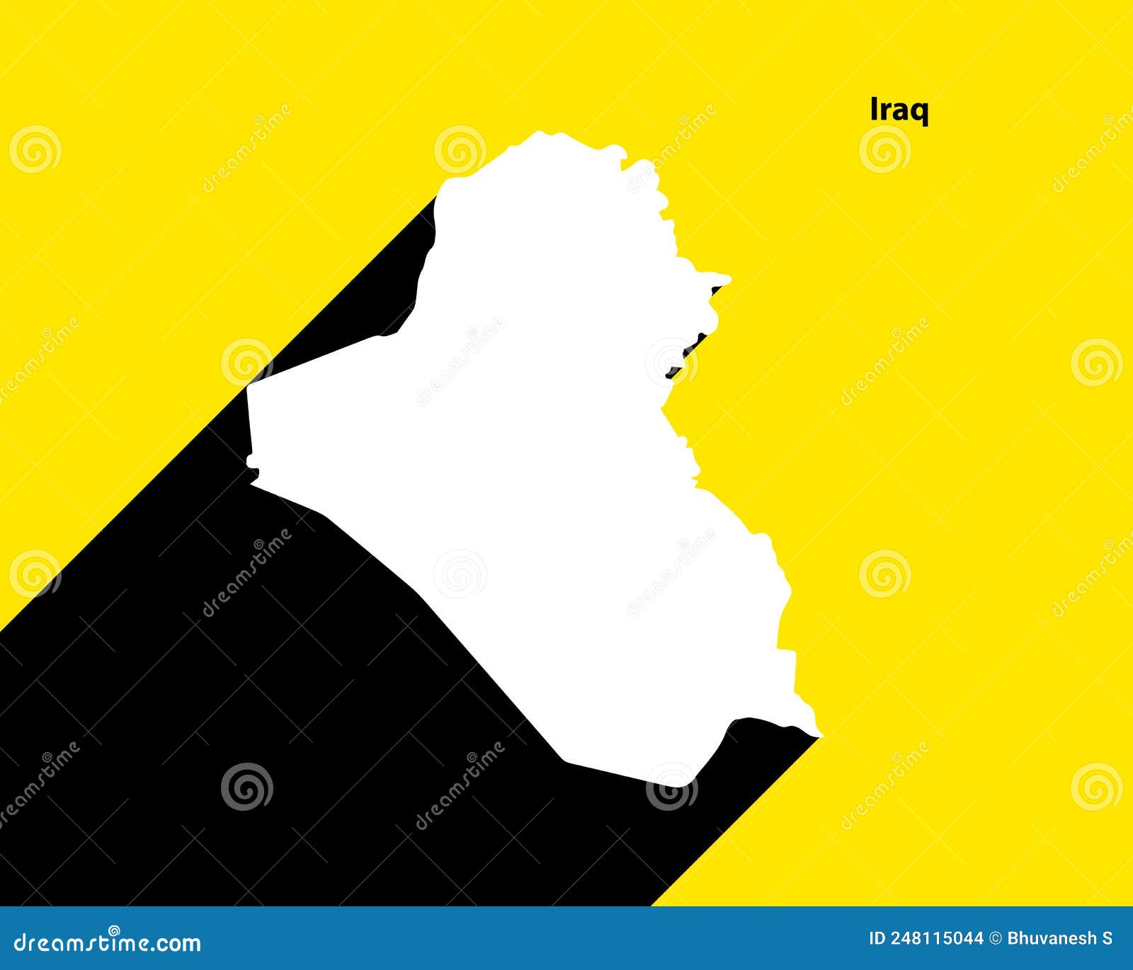 Iraq Map on Retro Poster with Long Shadow. Vintage Sign Easy To Edit ...