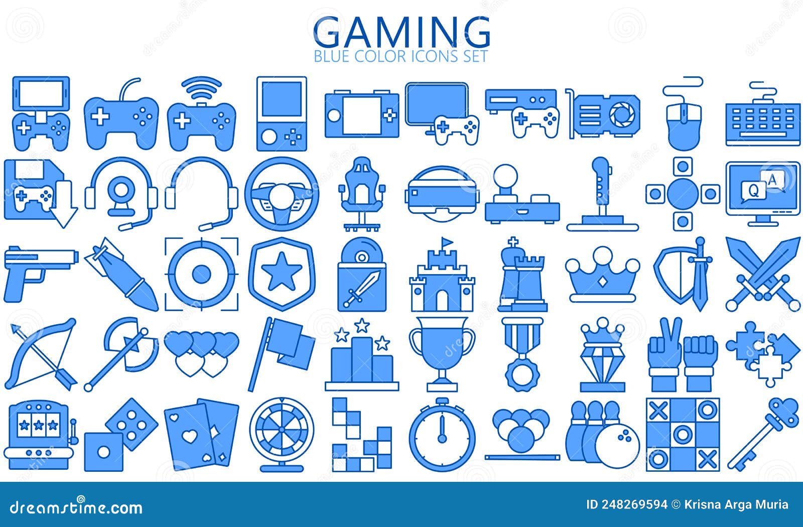 Simple Set of Games Blue Color Icons Stock Vector - Illustration of ...
