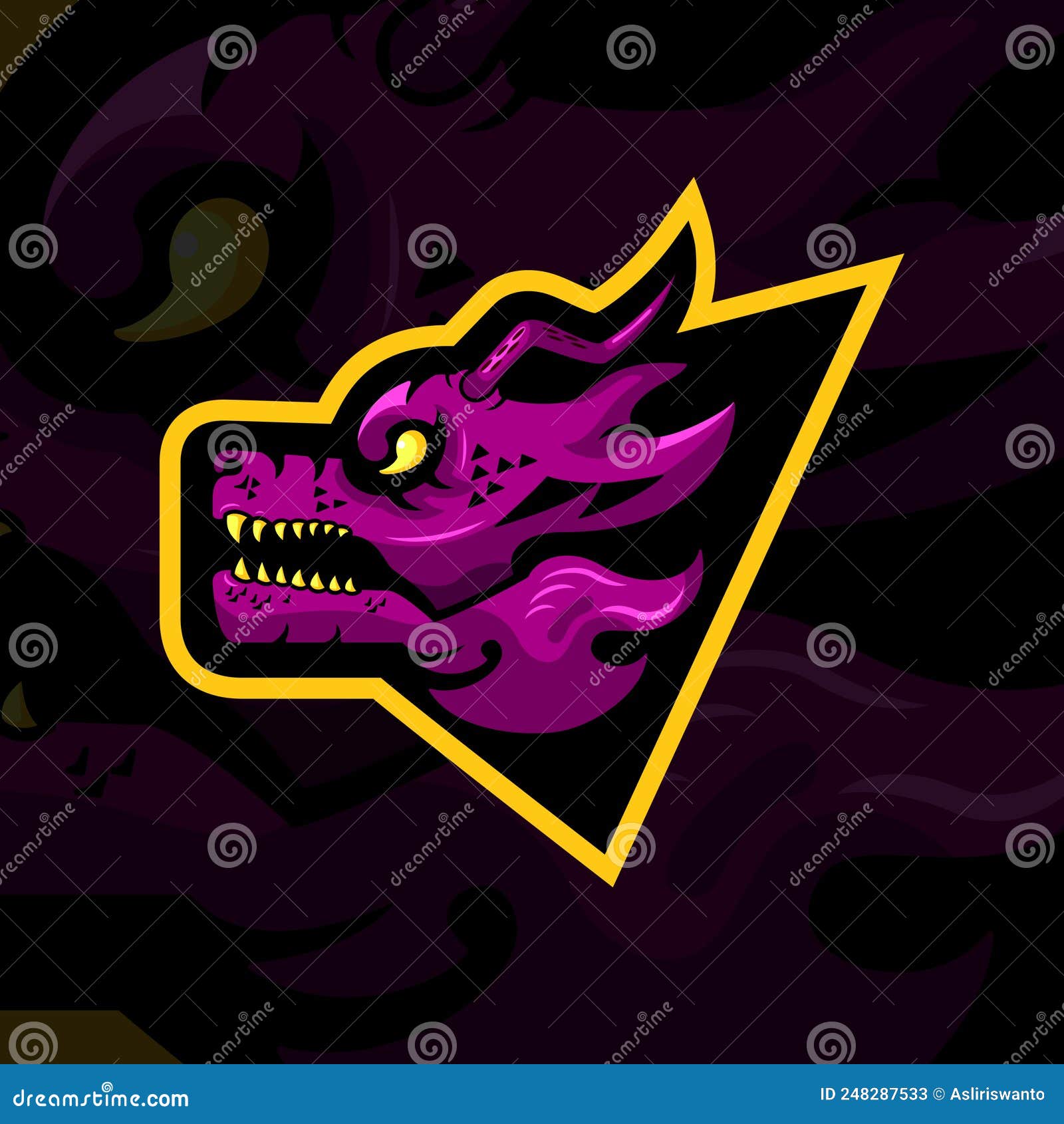 Purple Dragon Head Illustration. Scary, Creative, Animal, Cartoon and ...