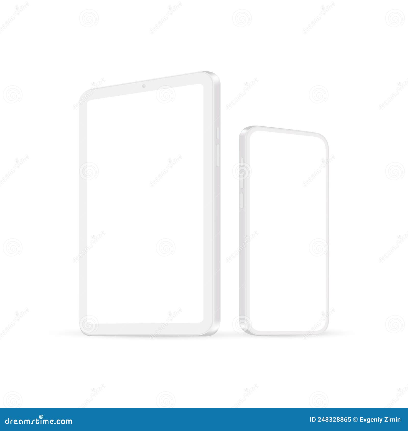 Clay Tablet and Smartphone Mockup, Side View Stock Vector ...