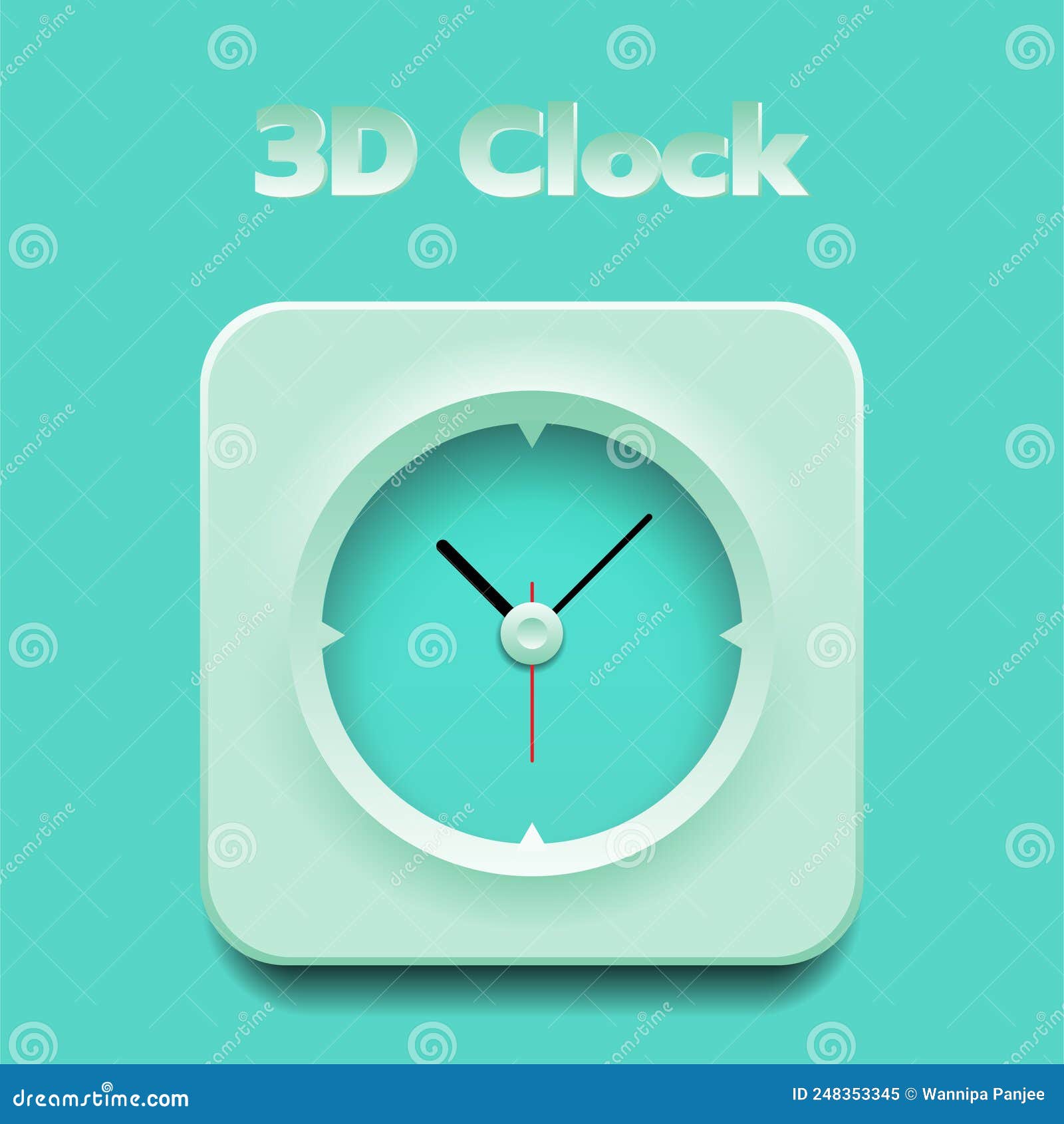 3D clock stock vector. Illustration of deadline, watch - 248353345