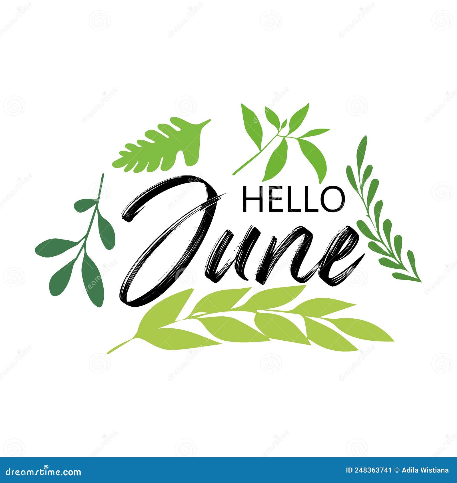 Welcome June with Green Leaves Suitable for Background Stock Vector ...