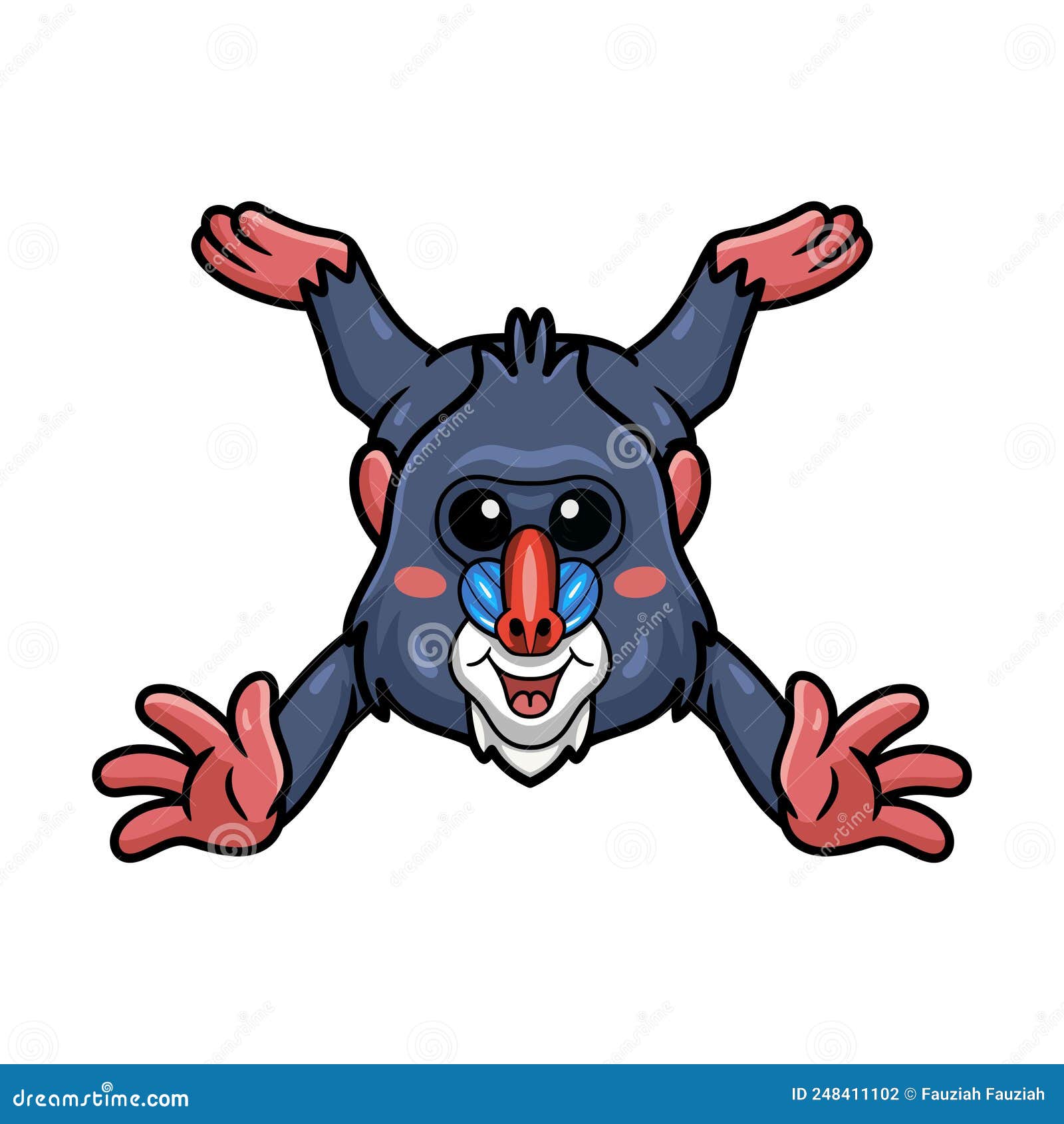 Cute Little Mandrill Cartoon Posing Stock Vector - Illustration of ...