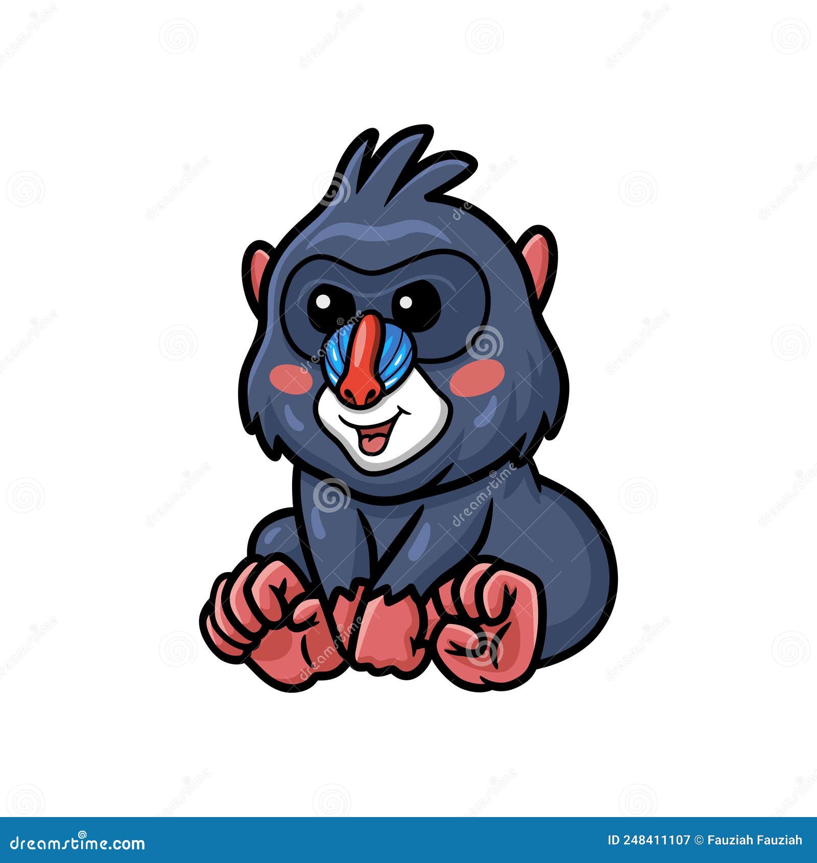 Cute Little Mandrill Cartoon Sitting Stock Vector - Illustration of ...