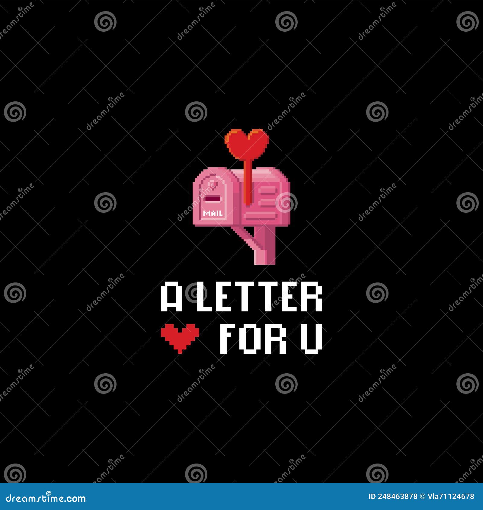 Pixel Art Style Greeting Card Design with Pink Mailbox Stock Vector ...