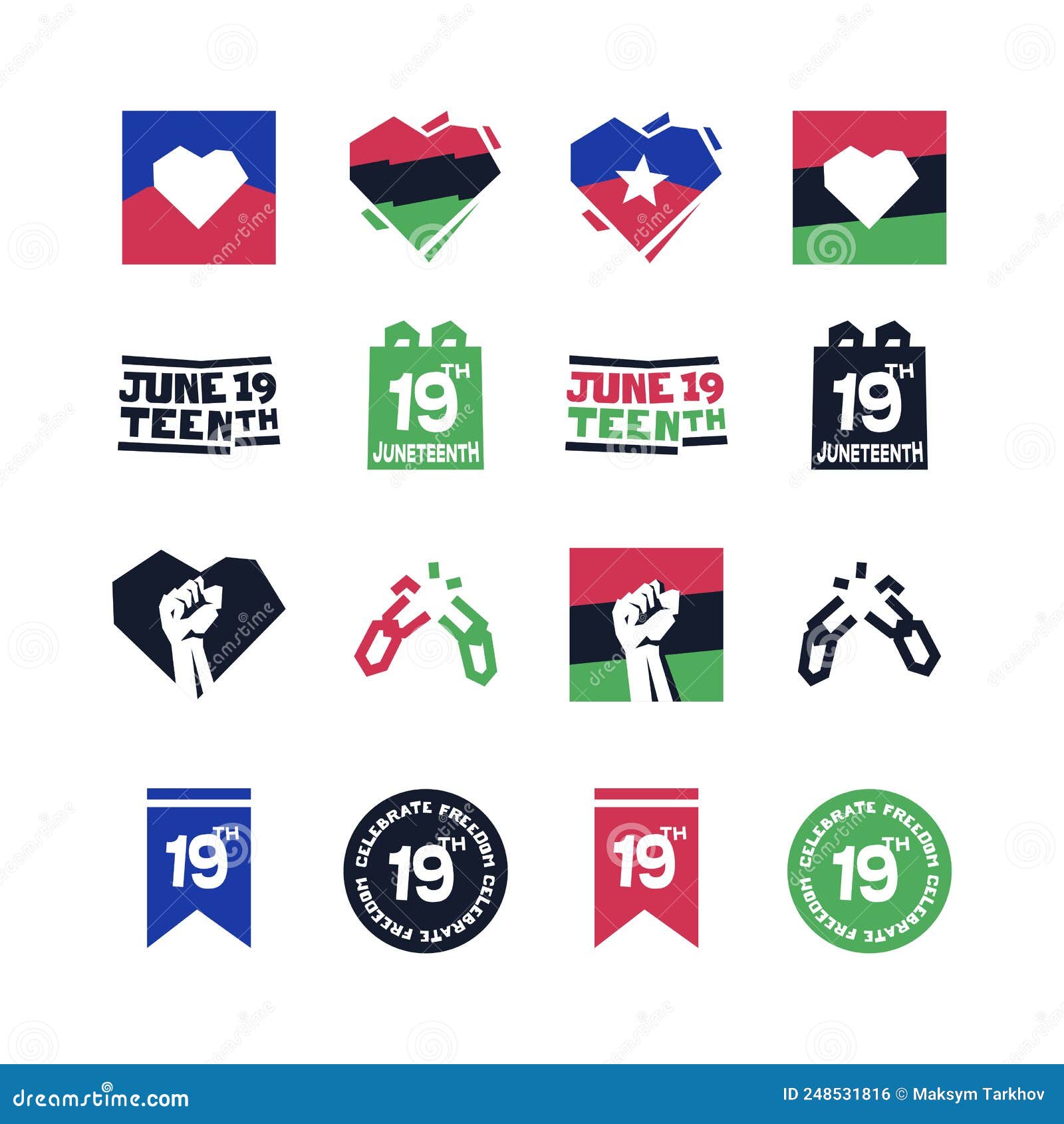 Juneteenth, 19th of June Holiday Designs & Icons Set Vector Stock ...