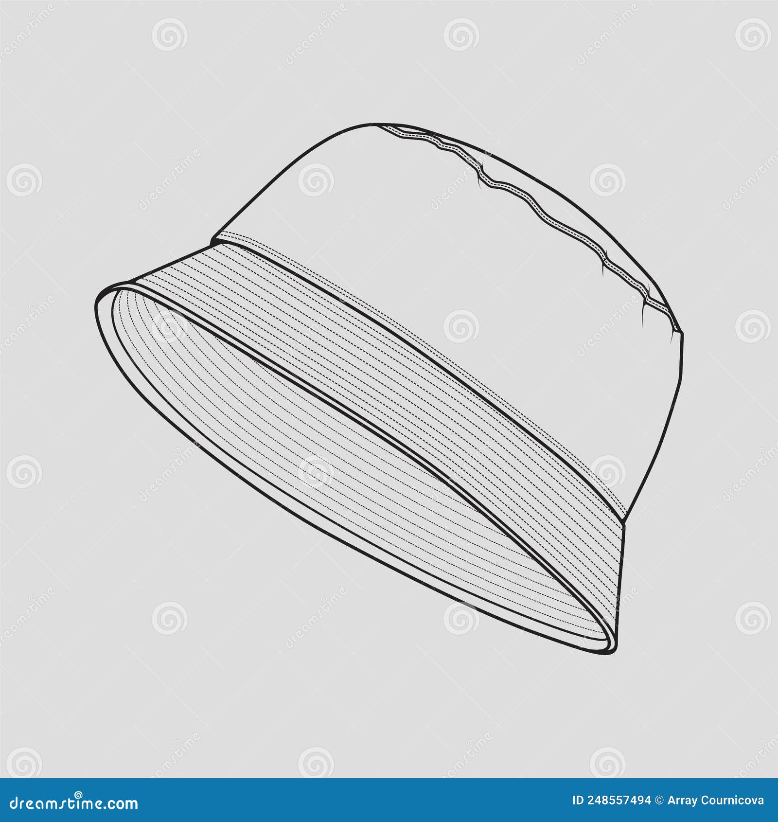 Bucket Hat Outline Drawing Vector, Bucket Hat in a Sketch Style ...