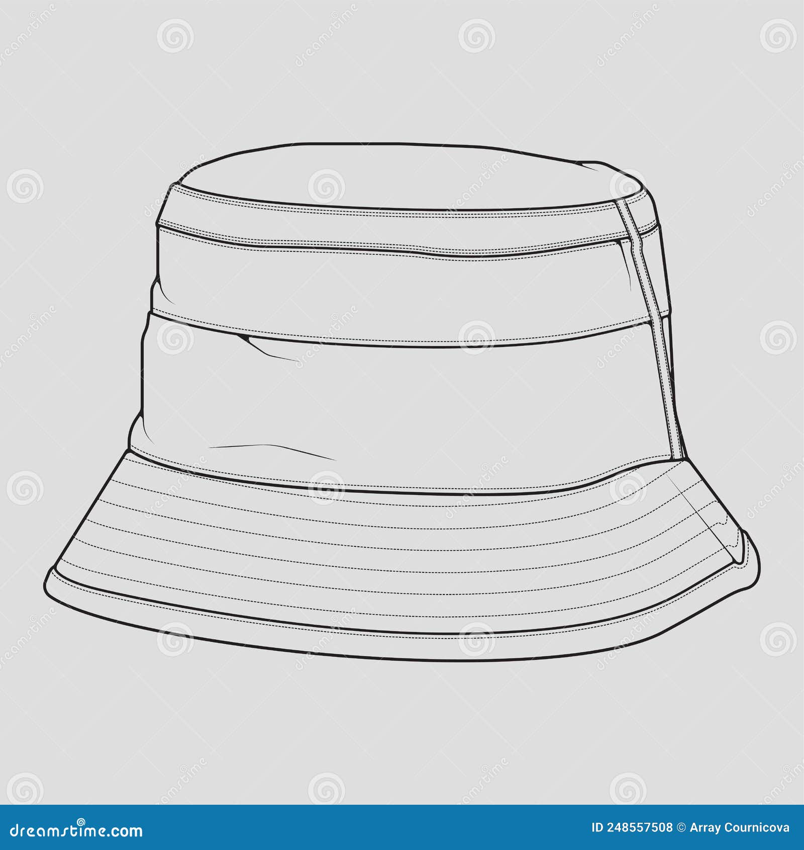 Bucket Hat Outline Drawing Vector, Bucket Hat in a Sketch Style ...