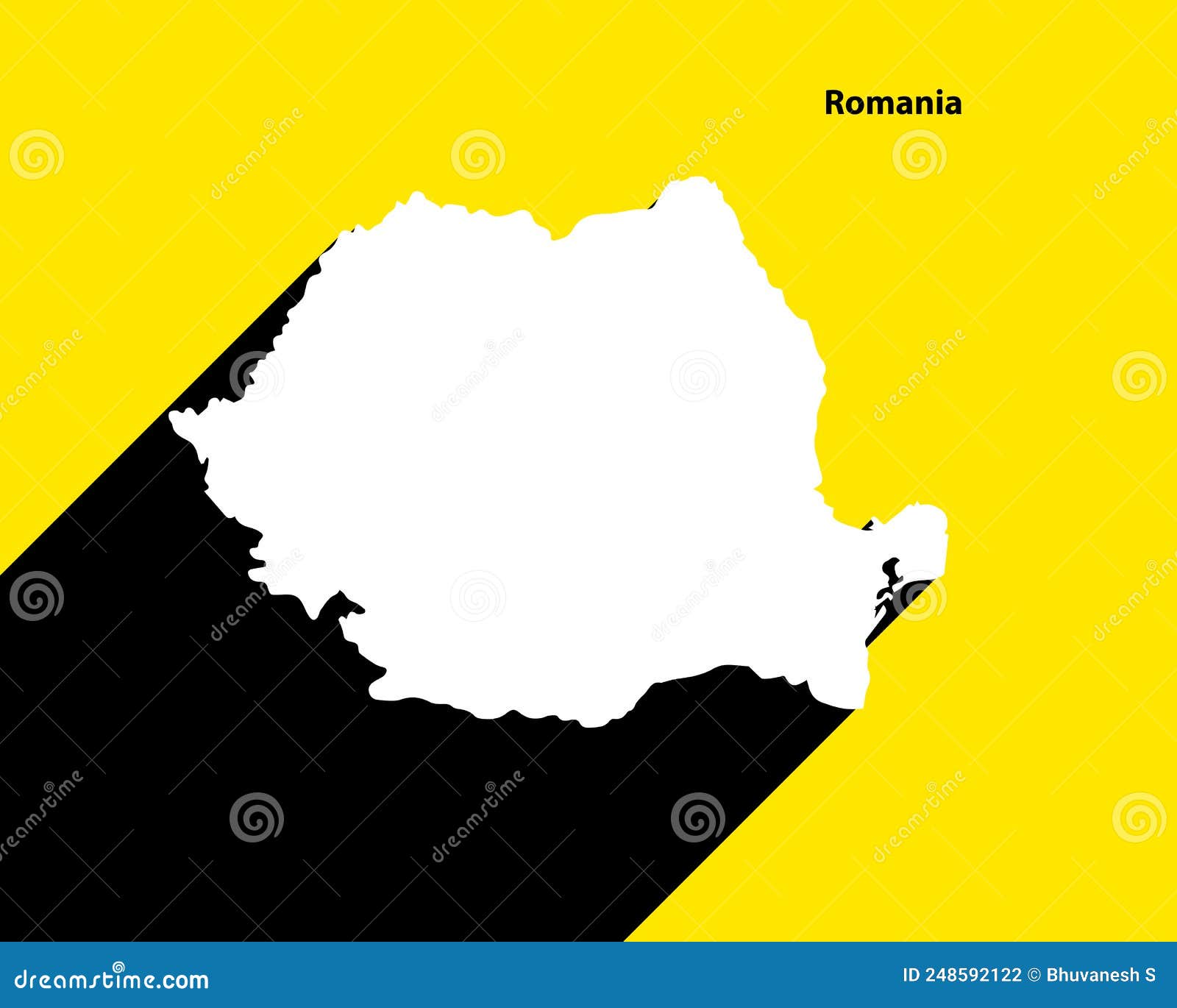 Romania Map on Retro Poster with Long Shadow. Vintage Sign Easy To Edit ...