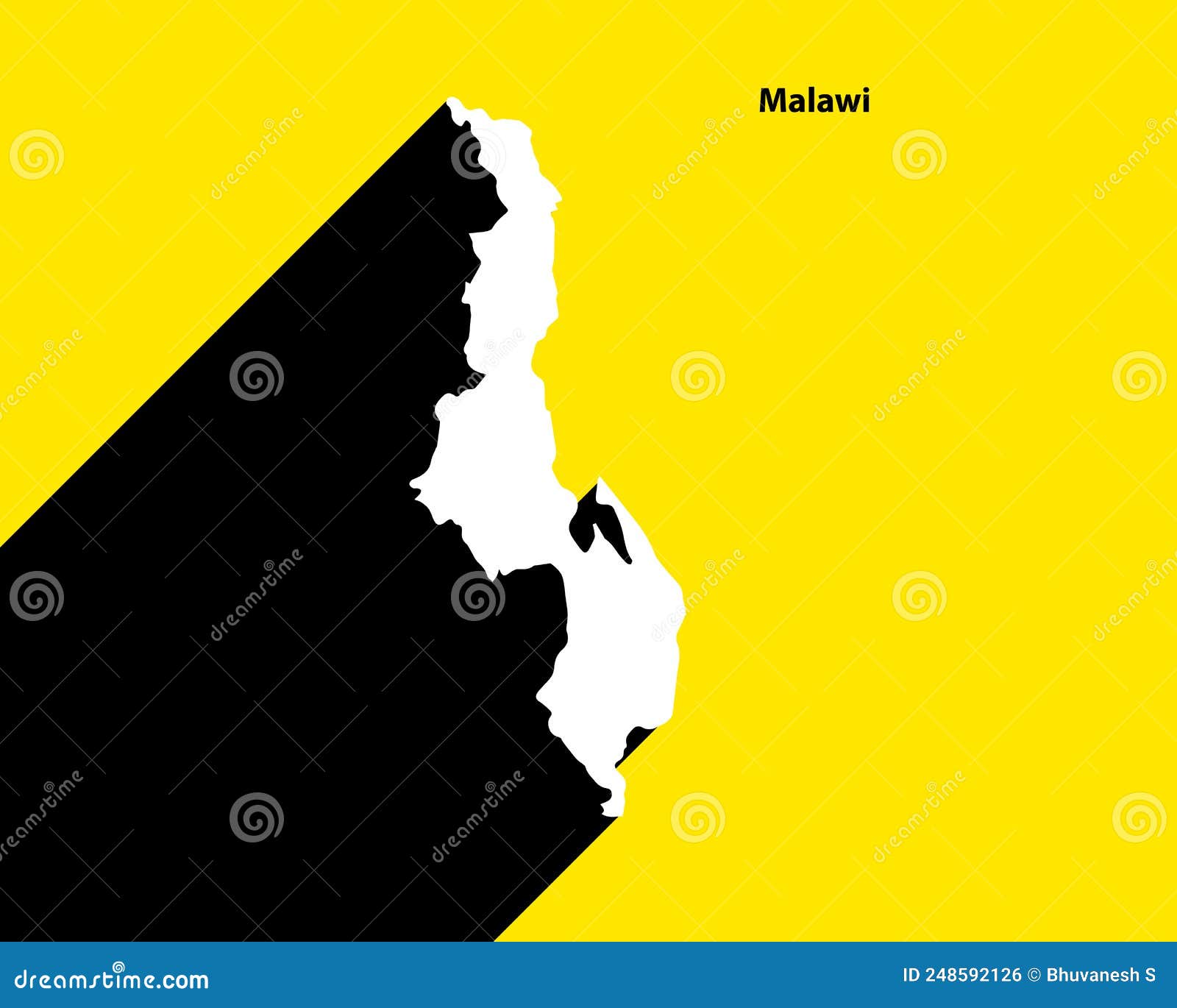 Malawi Map on Retro Poster with Long Shadow. Vintage Sign Easy To Edit ...