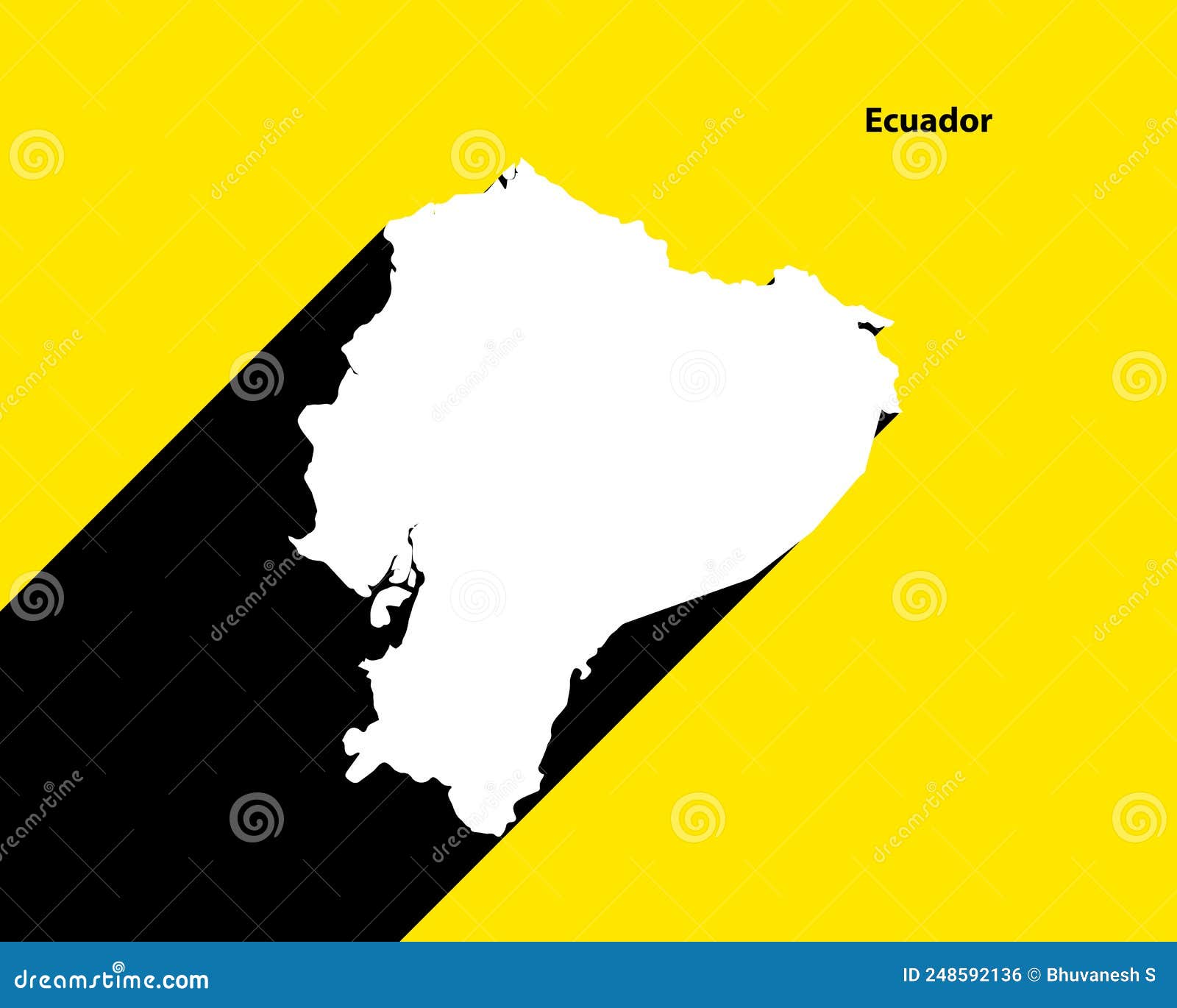 Ecuador Map on Retro Poster with Long Shadow. Vintage Sign Easy To Edit ...